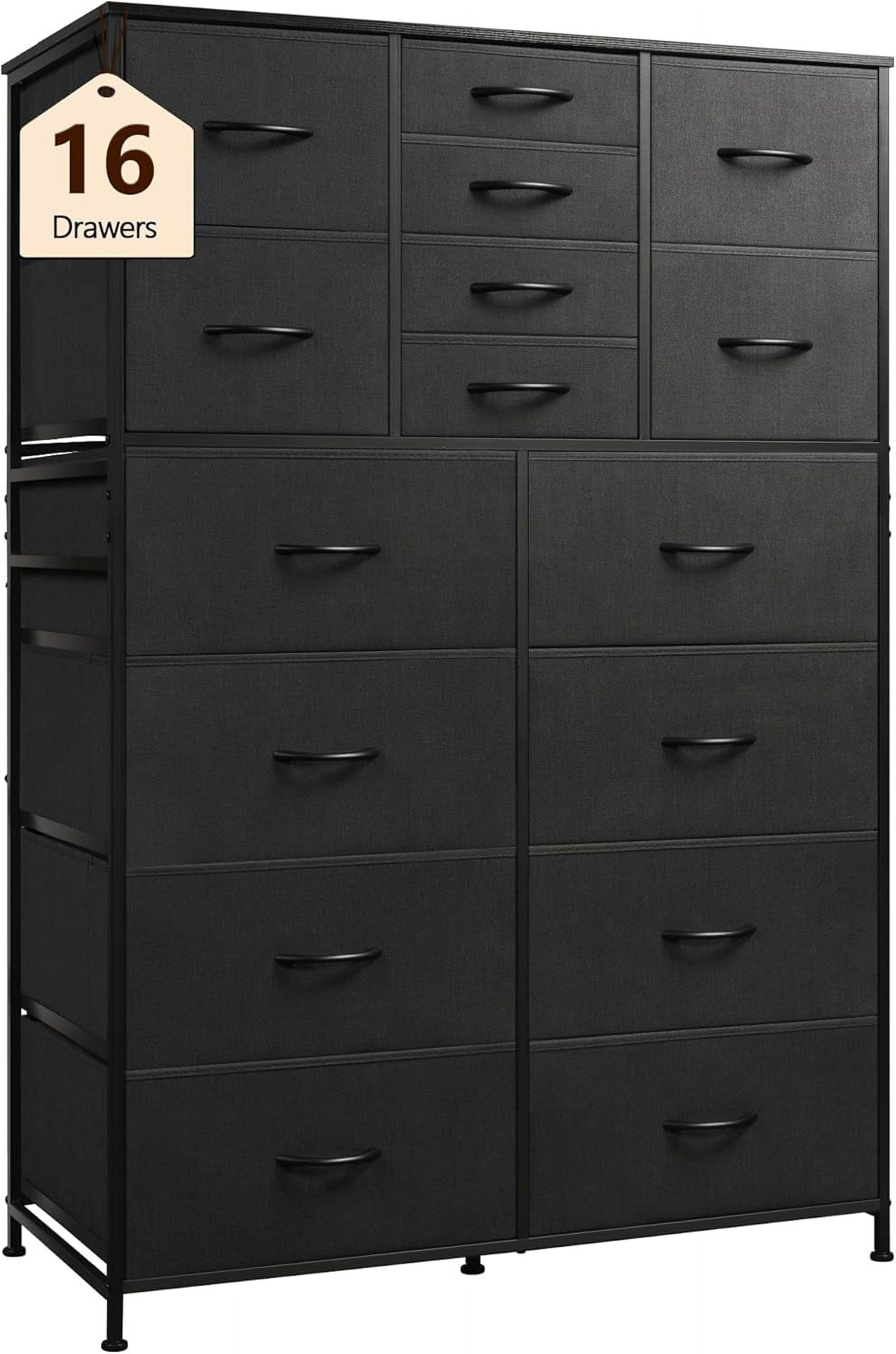 Large Black Dresser for Bedroom, Tall Dresser Storage Tower with 16 ...