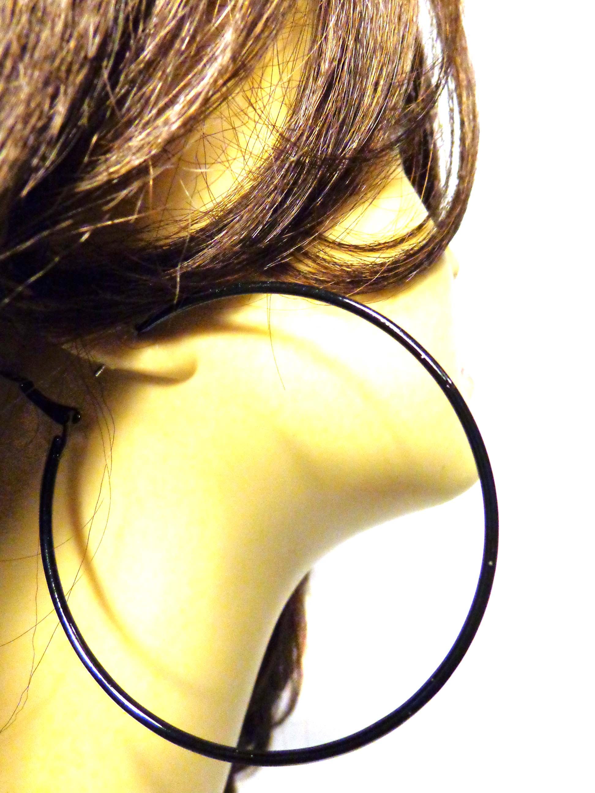 Large Black Hoop Earrings Circle Thin Hoops 3 inch Hoop Earrings ...