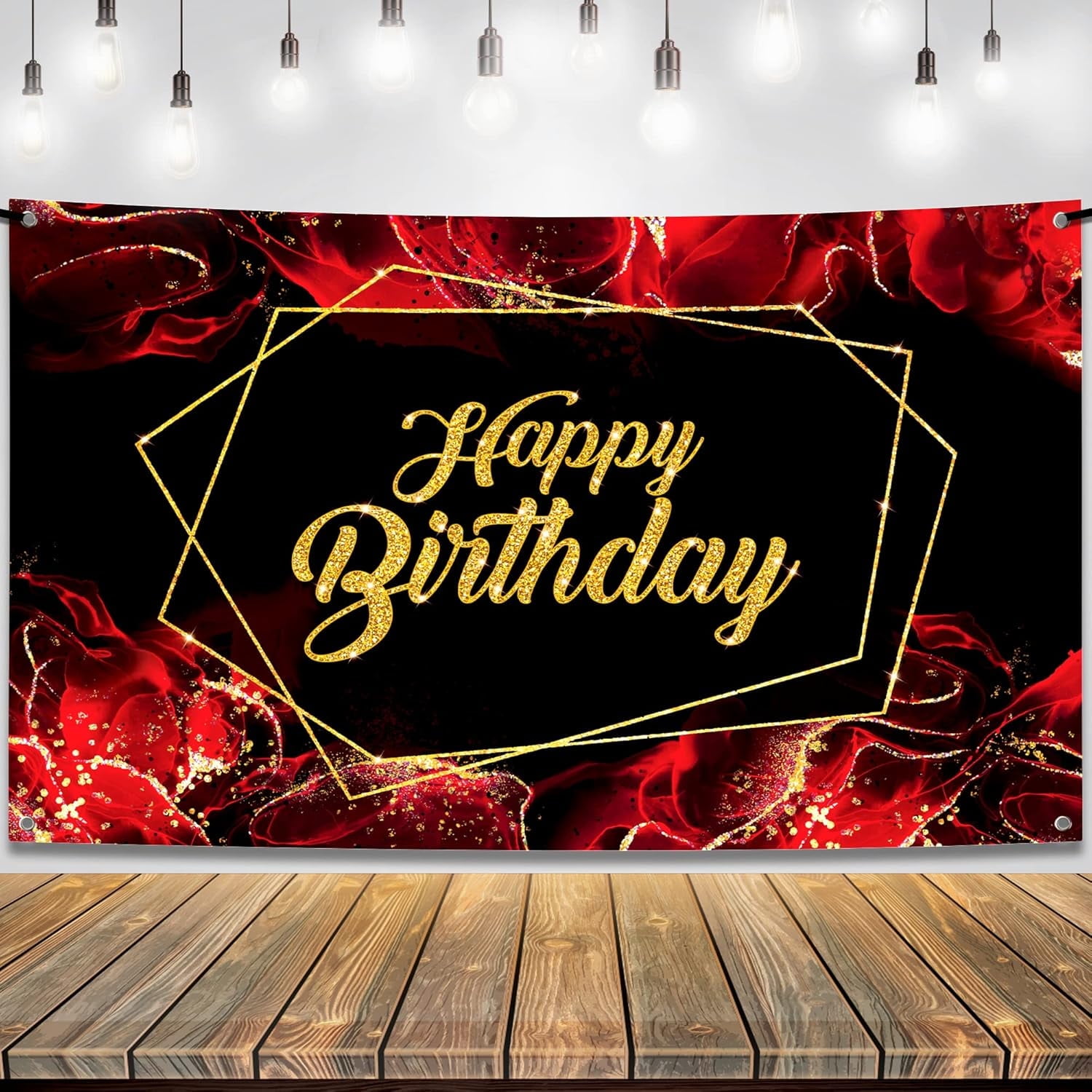 Large Black and Red Happy Birthday Banner - 7x5ft | Red and Black ...