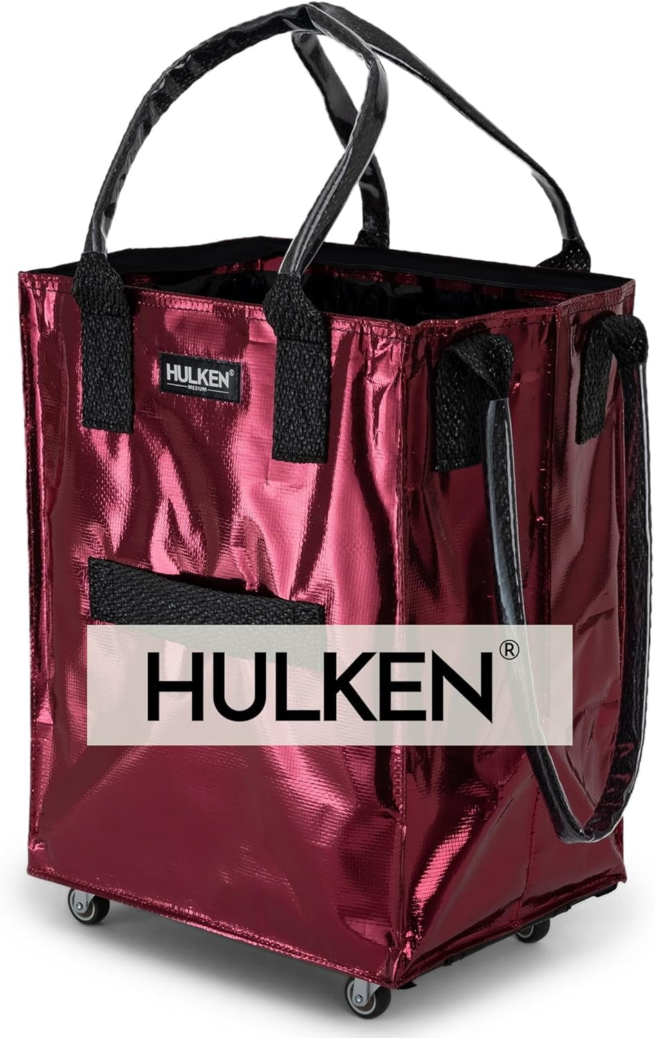 (Large, Black Reusable Rolling Tote & Rolling Shopping Bag with Wheels ...