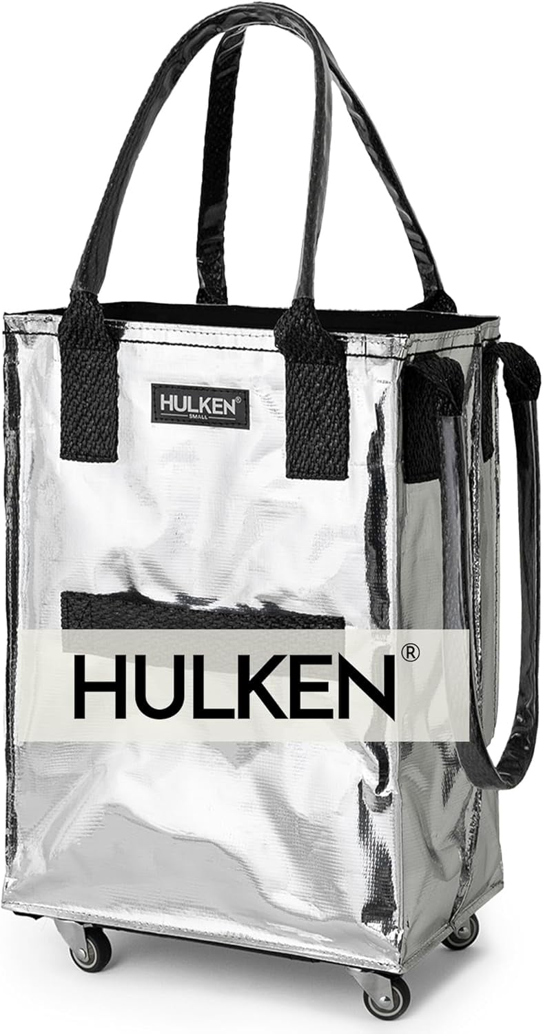 (Large, Black Reusable Rolling Tote & Rolling Shopping Bag with Wheels ...