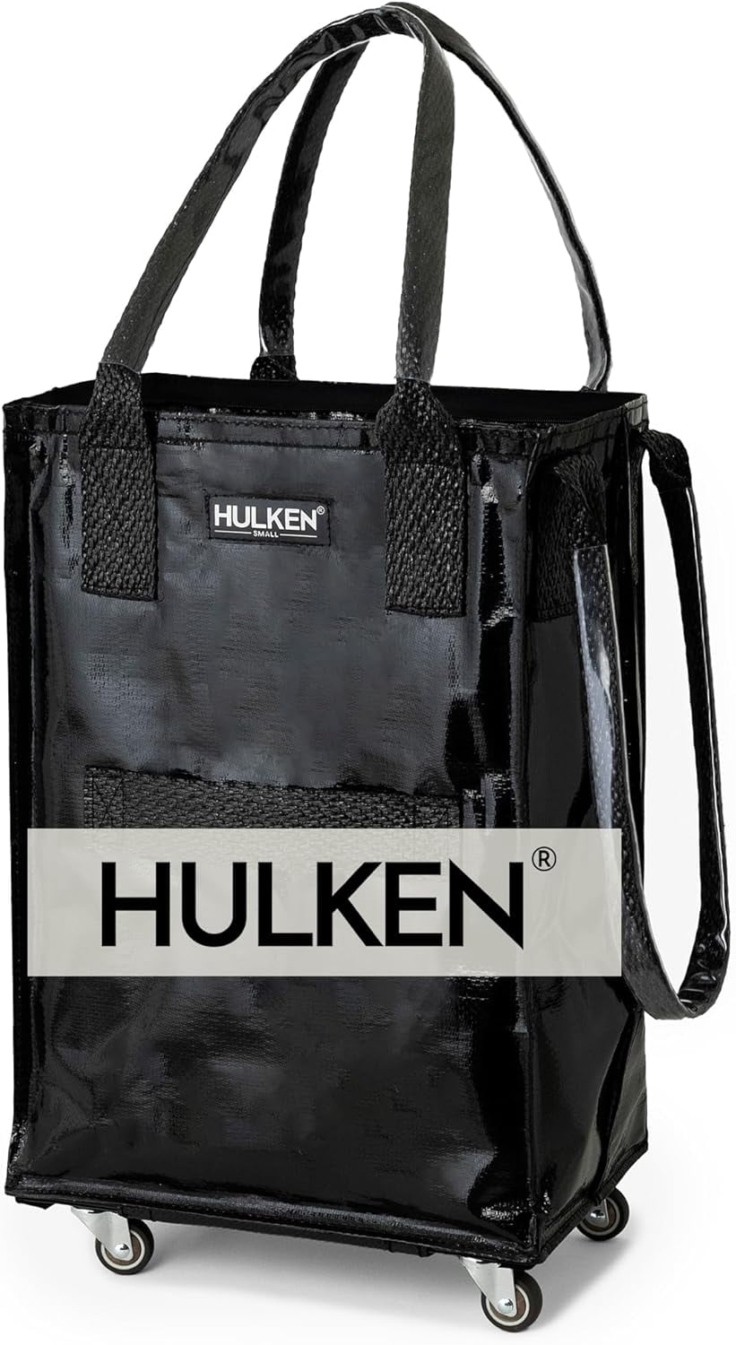 (Large, Black Reusable Rolling Tote & Rolling Shopping Bag with Wheels ...