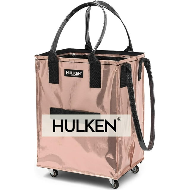 (Large, Black Reusable Rolling Tote & Rolling Shopping Bag with Wheels ...