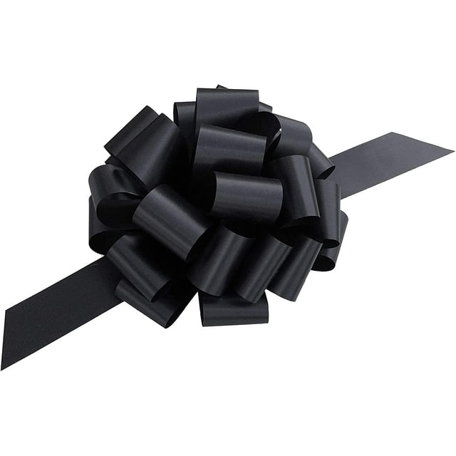 Large Black Ribbon Pull Bows - 9" Wide, Set of 6, Christmas, Halloween ...