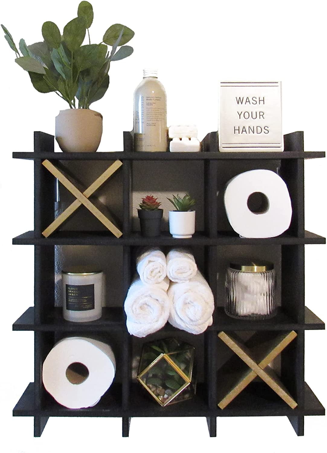 Large Black Tic Tac Toe Toilet Paper Holder Stand | Design Freestanding ...
