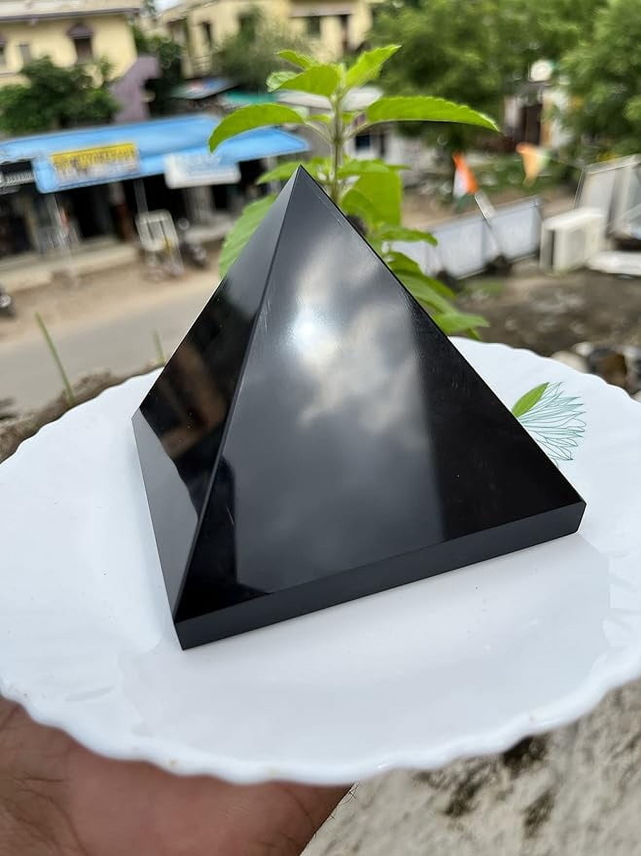 Large Black Tourmaline Pyramid Hand Carved Crystal Home Office ...
