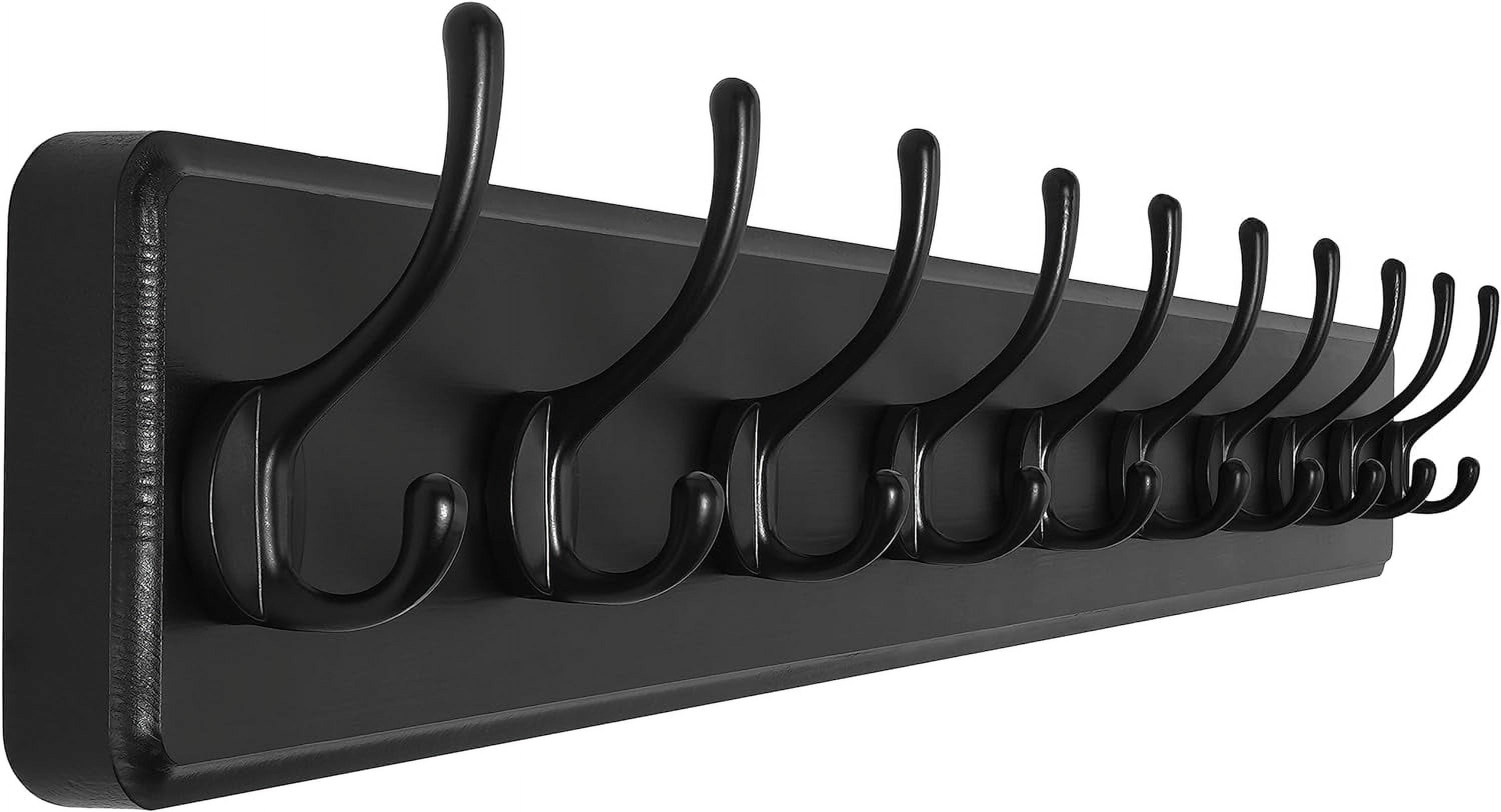 Large Black Wall Mounted Coat Rack 38.6 Long Coat Rack for Wall, Pine ...
