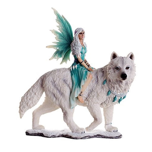 Large Blue Frost Fairy Riding Snow Leopard Statue Home Decor Mythical ...