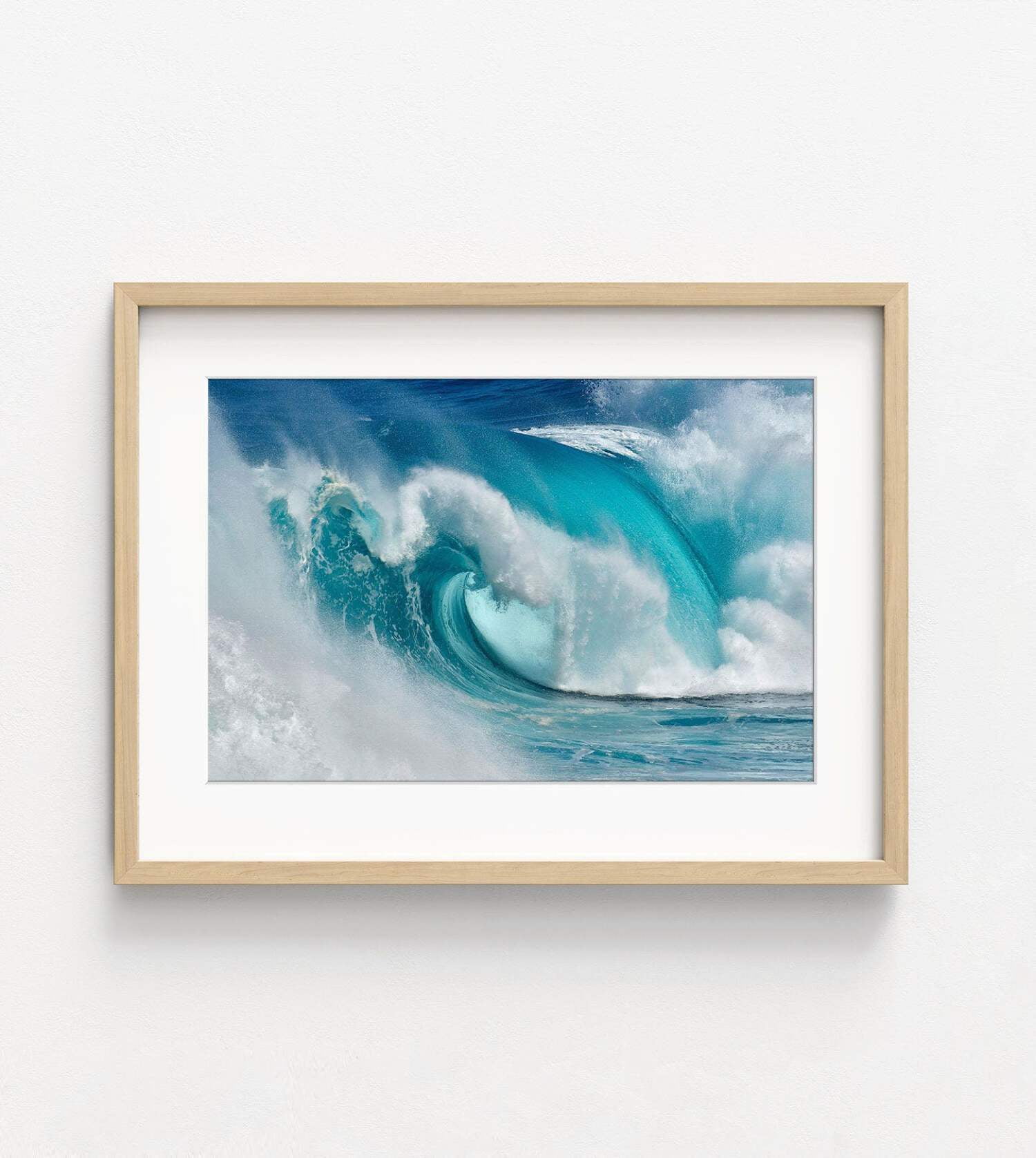 Large Blue Ocean Wave Oversized Wall Art Prints, Breaking Ocean Wave ...