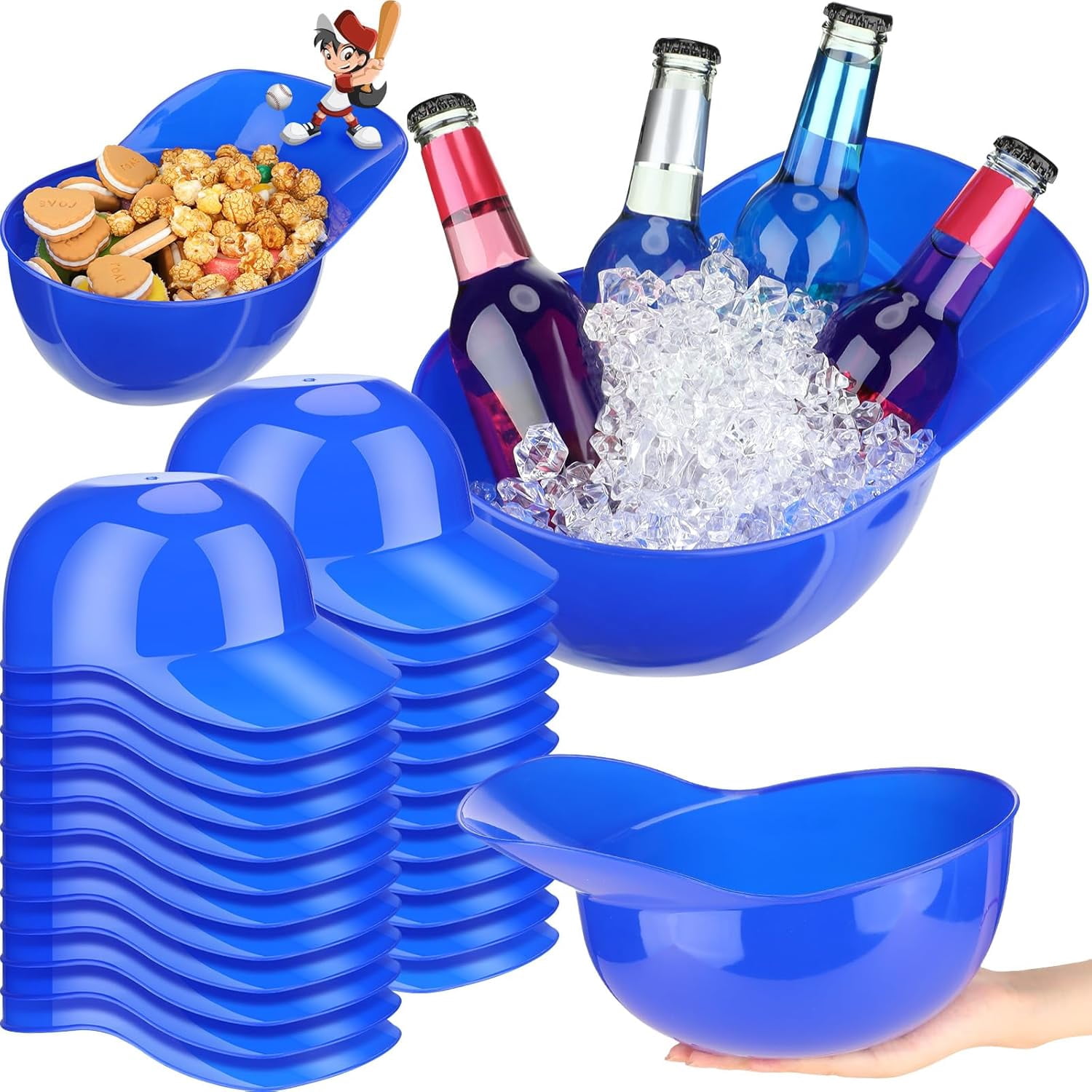 Large Blue Plastic Helmet-Shaped Bowl for Snacks, Ice Cream, or Dessert ...