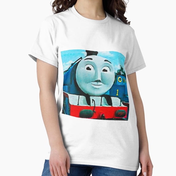 Large Blue Steam Engine Pattern Transport Railroad Conductor Tee T ...