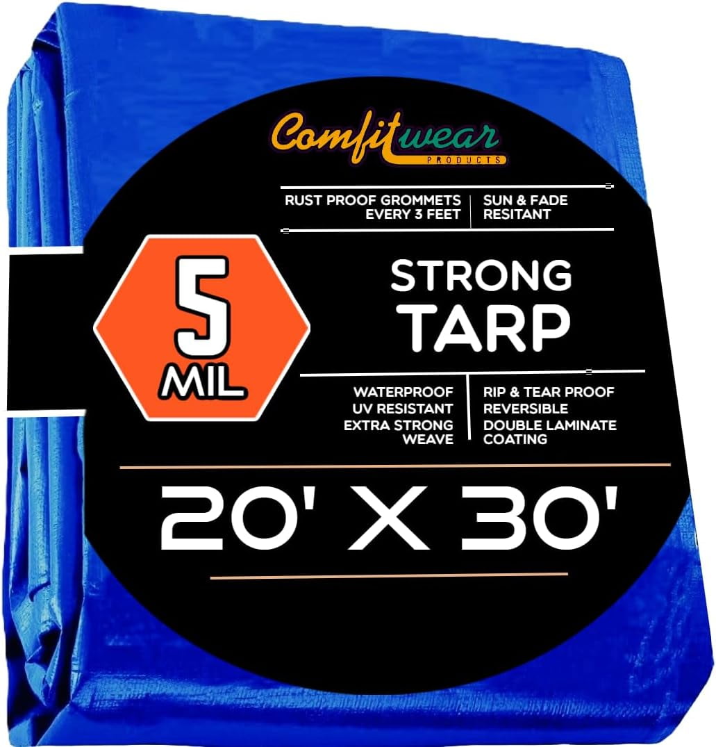 Large Blue Tarp Cover – Outdoor Tarp for Pools, Boats, Cars and Trucks ...