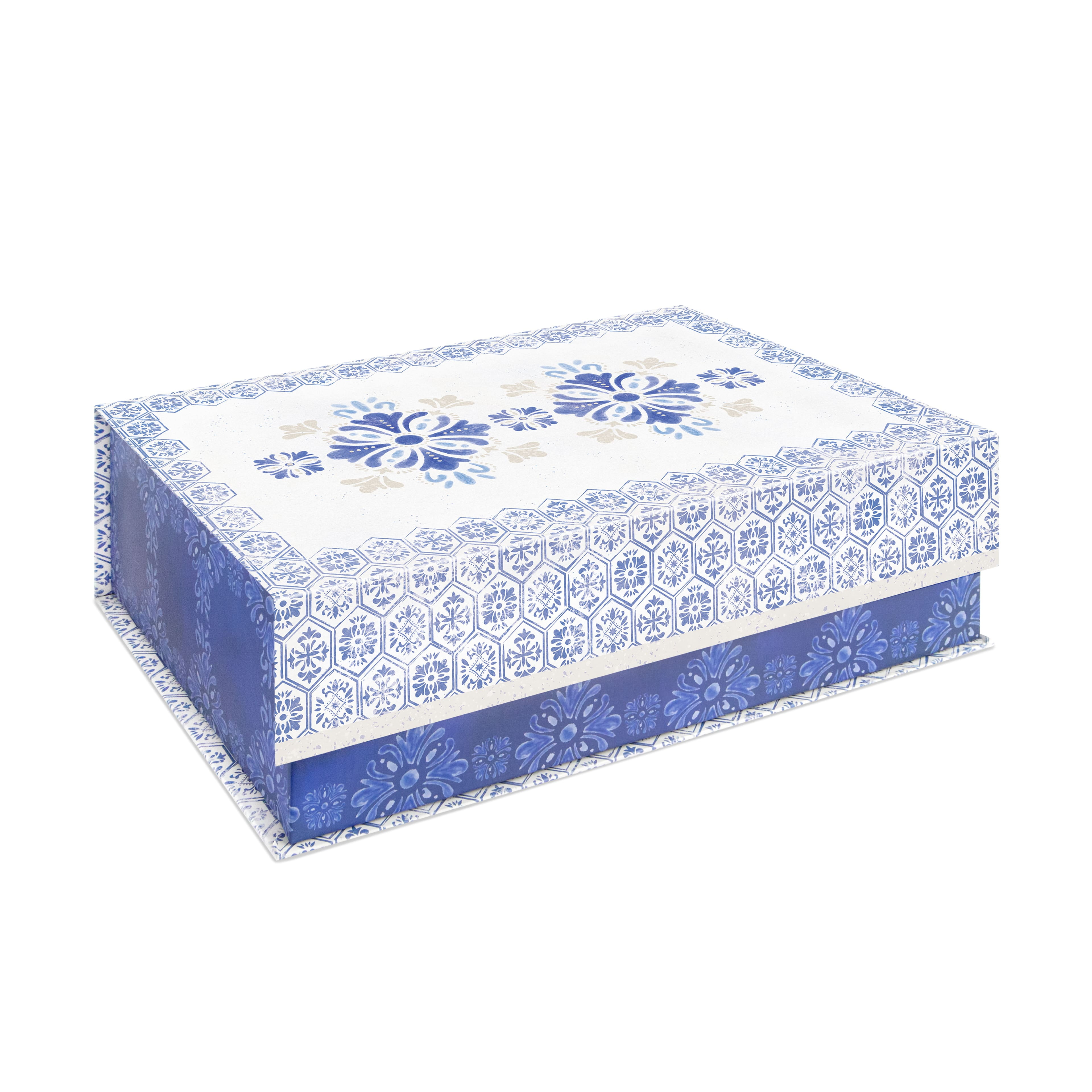 Large Blue Tile Decorative Box with Tab Closure by Ashland® - Walmart.com