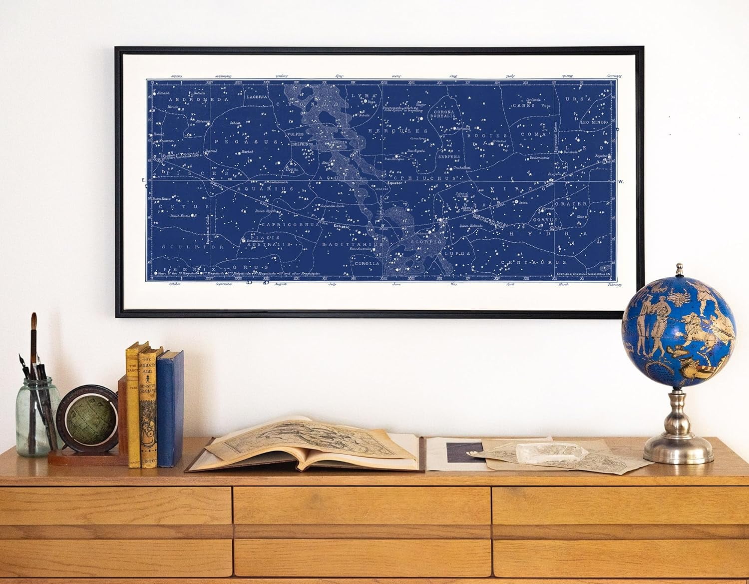 Large Blue Wall Art Constellation Map for Home Office, Bedroom, Modern ...