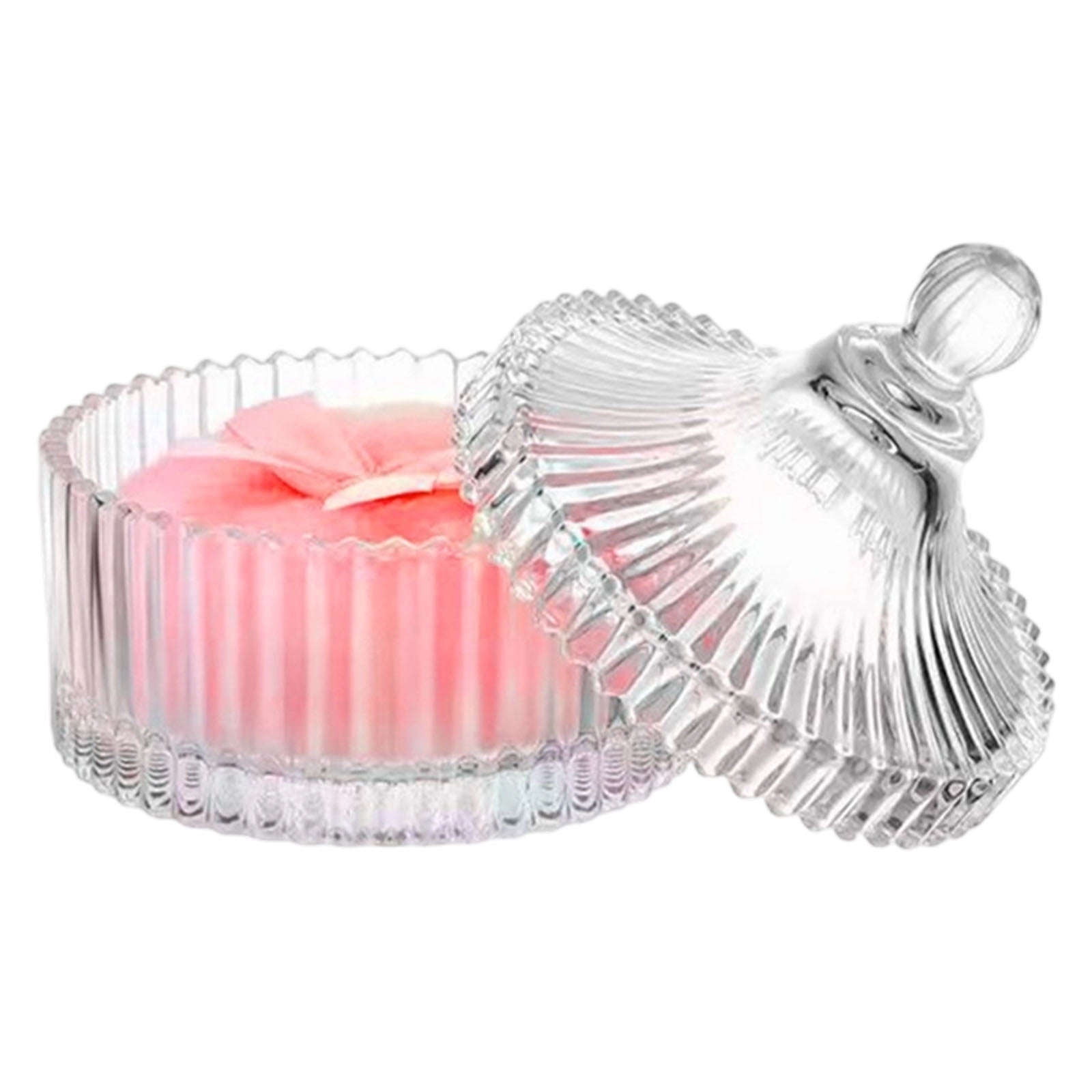 Large Body Powder Puff Clear Glass Cosmetic Container Decorative Multi ...