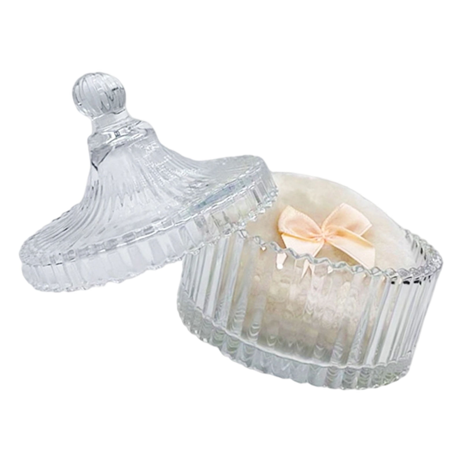 Large Body Powder Puff Clear Glass Cosmetic Container Decorative Multi ...