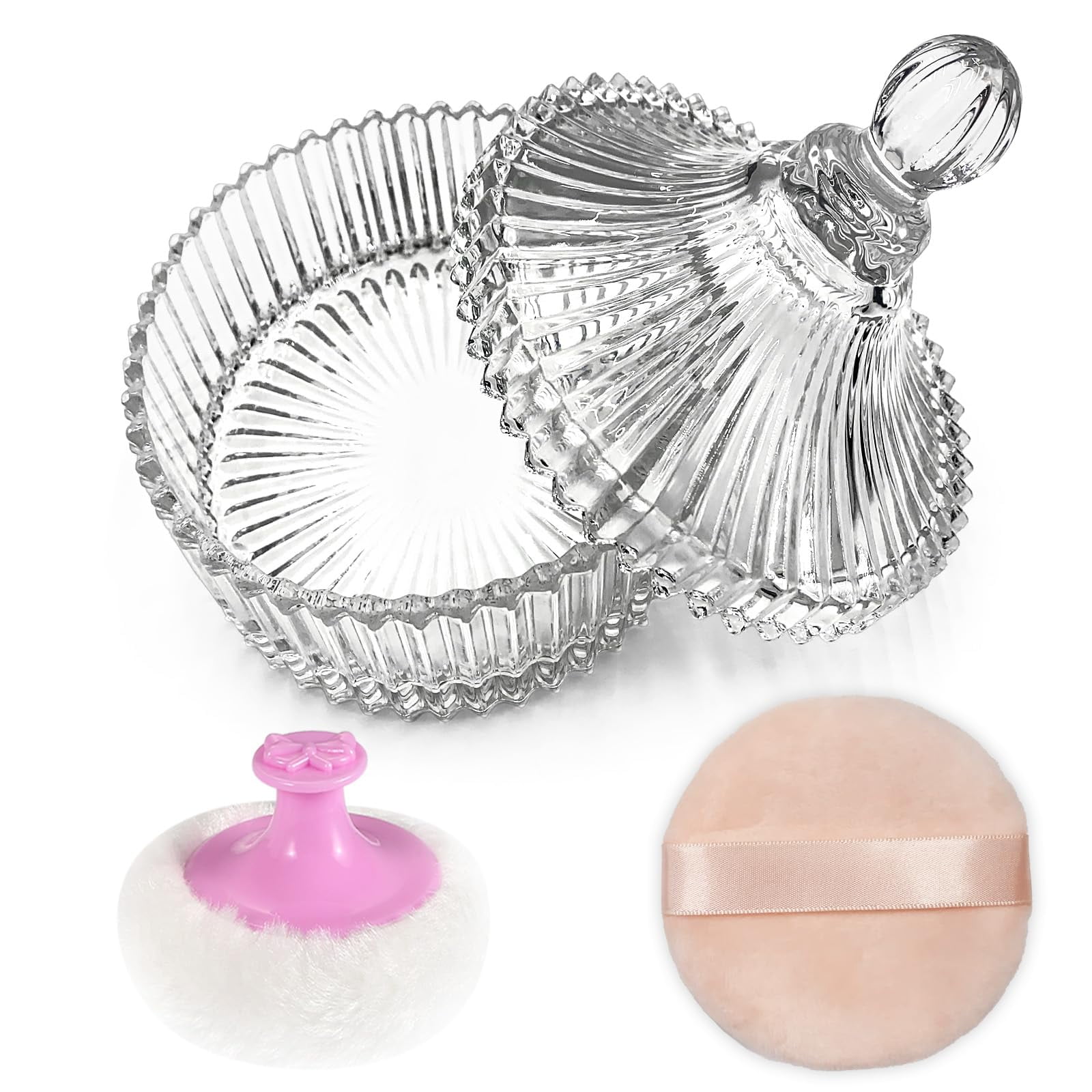 Large Body Powder Puff MMF7 and Container, 5.9" Crystal Clear Dusting ...