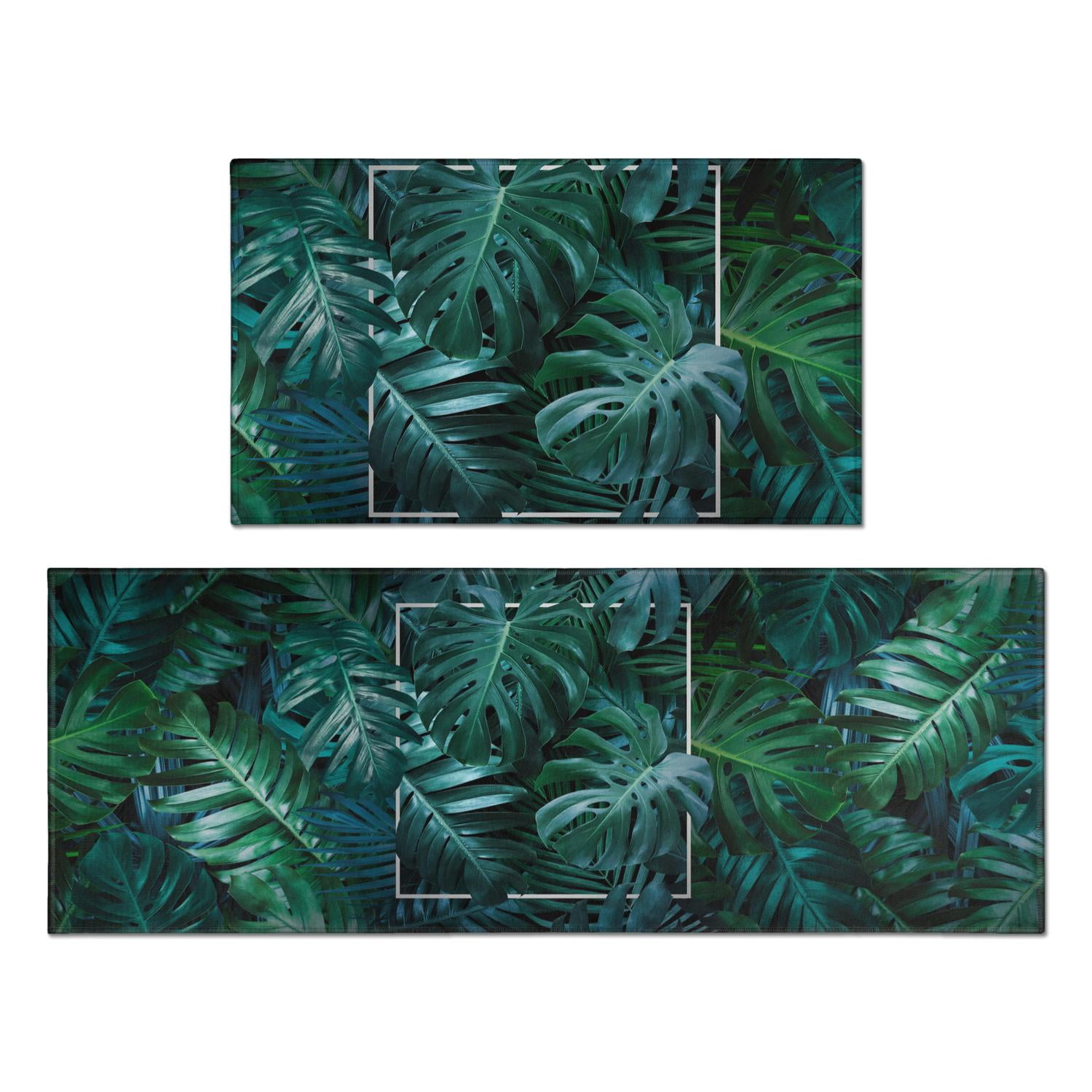 Large Bohemian Leaves Style Kitchen Rug Non Skid Non-Slip,Absorbent ...