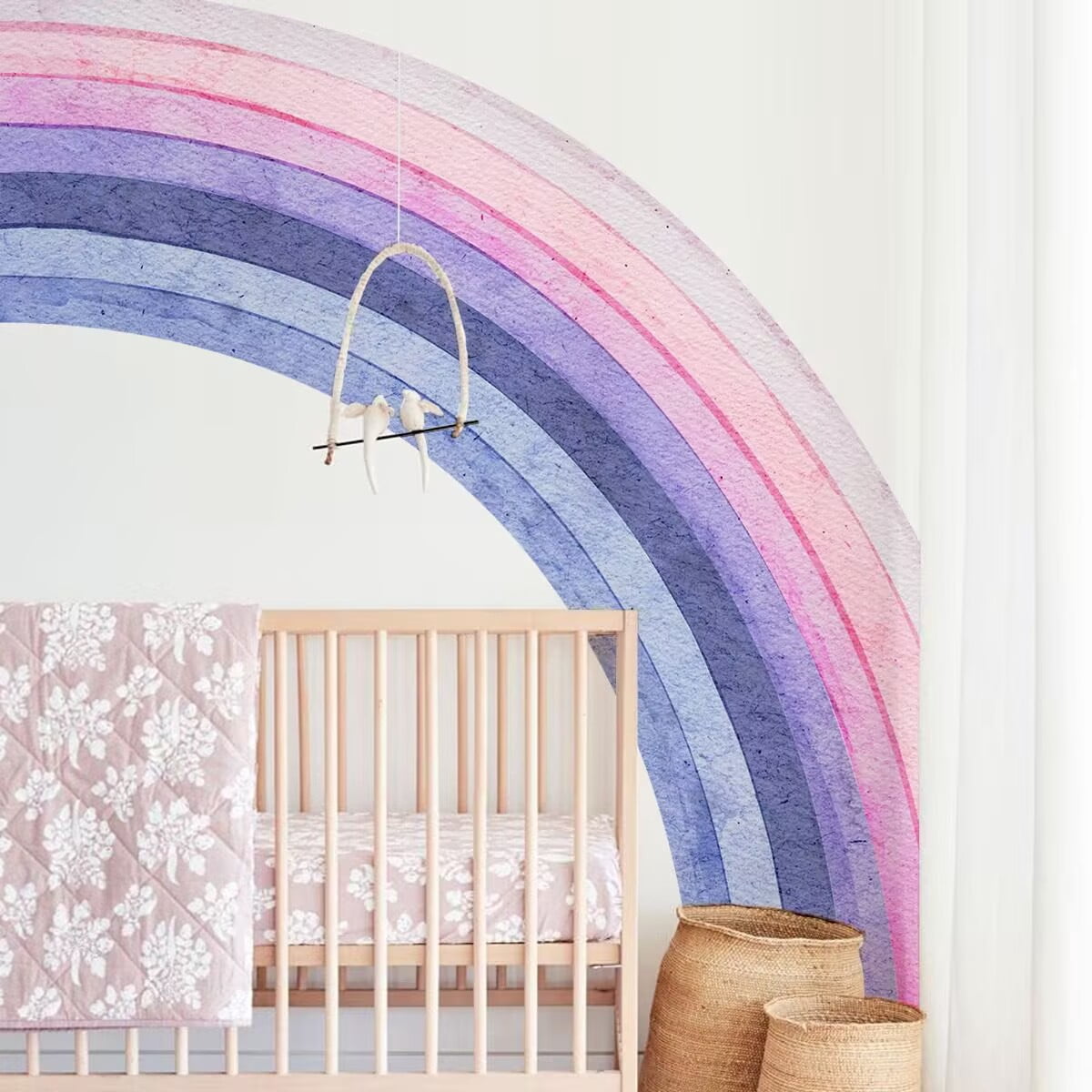 Large Boho Rainbow Wall Decals - Watercolor Half Rainbow Wall Stickers ...