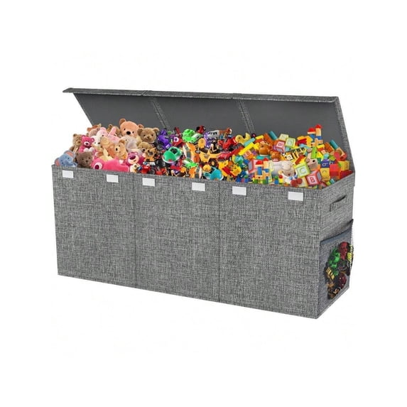 Large Box, Collapsible Sturdy Chest Boys, Girls, 40x14x16 Storage Organizer Storage Bins With ...