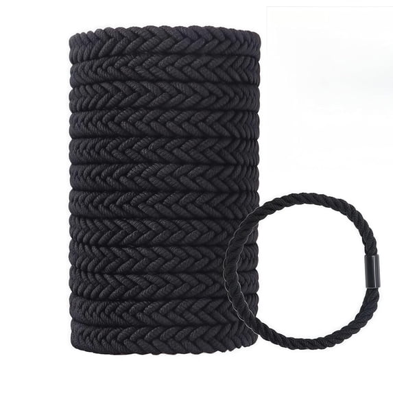 WDGROW, Large Braided Mens Hair Ties, Black Pony Tails Ties, Bracelet ...