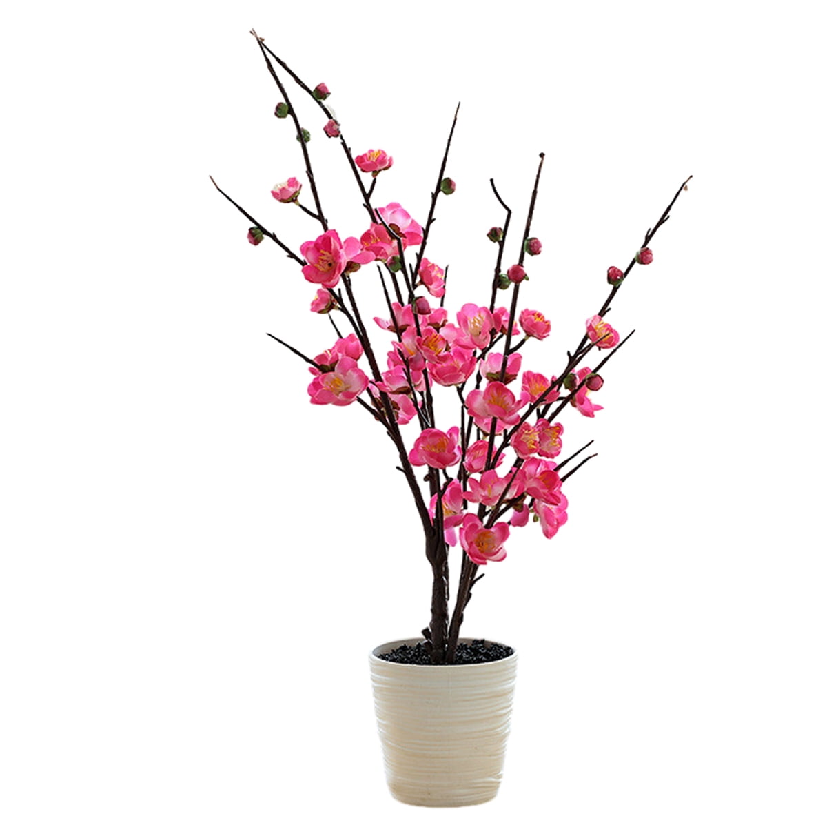 Large Branch Double Fork Fake Plum Blossom Potted Flower Artificial ...