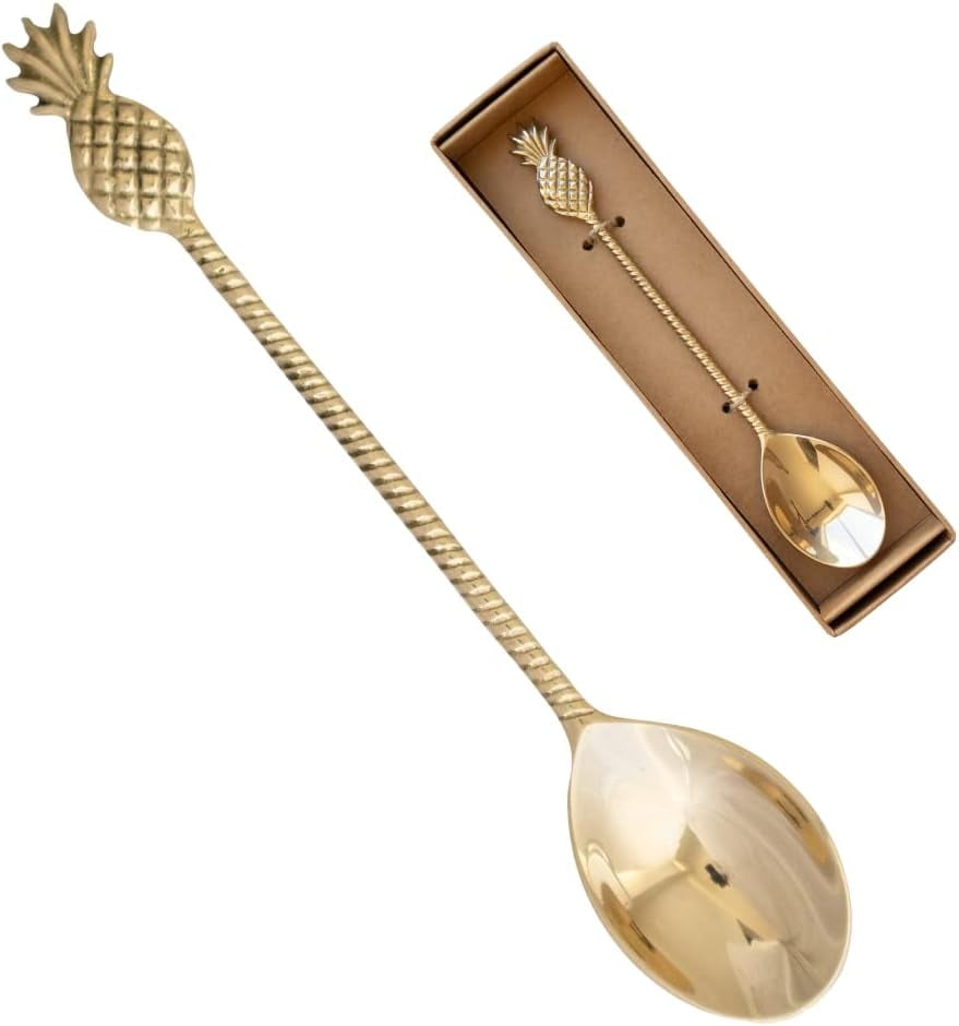 Large Brass Tropical Spoons Smoothies Bowl Gold Dessert Designer Mixing ...