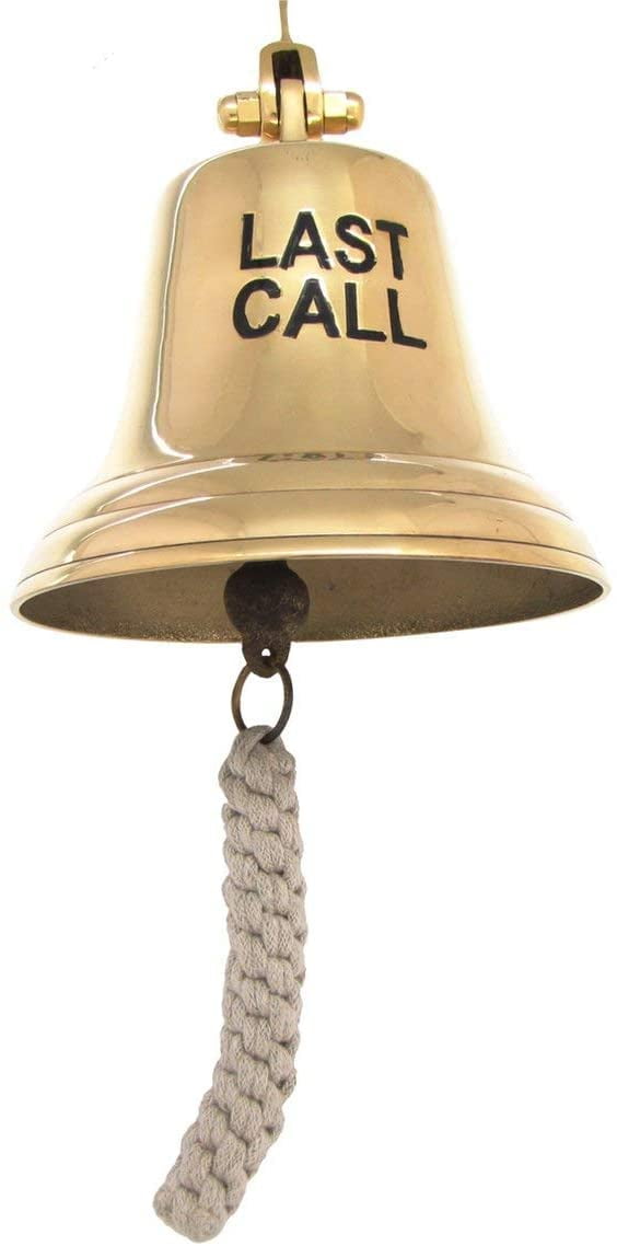 Large Brass Wall Mount Bartenders Tip Bell LAST CALL Tips Bar Pub Man ...