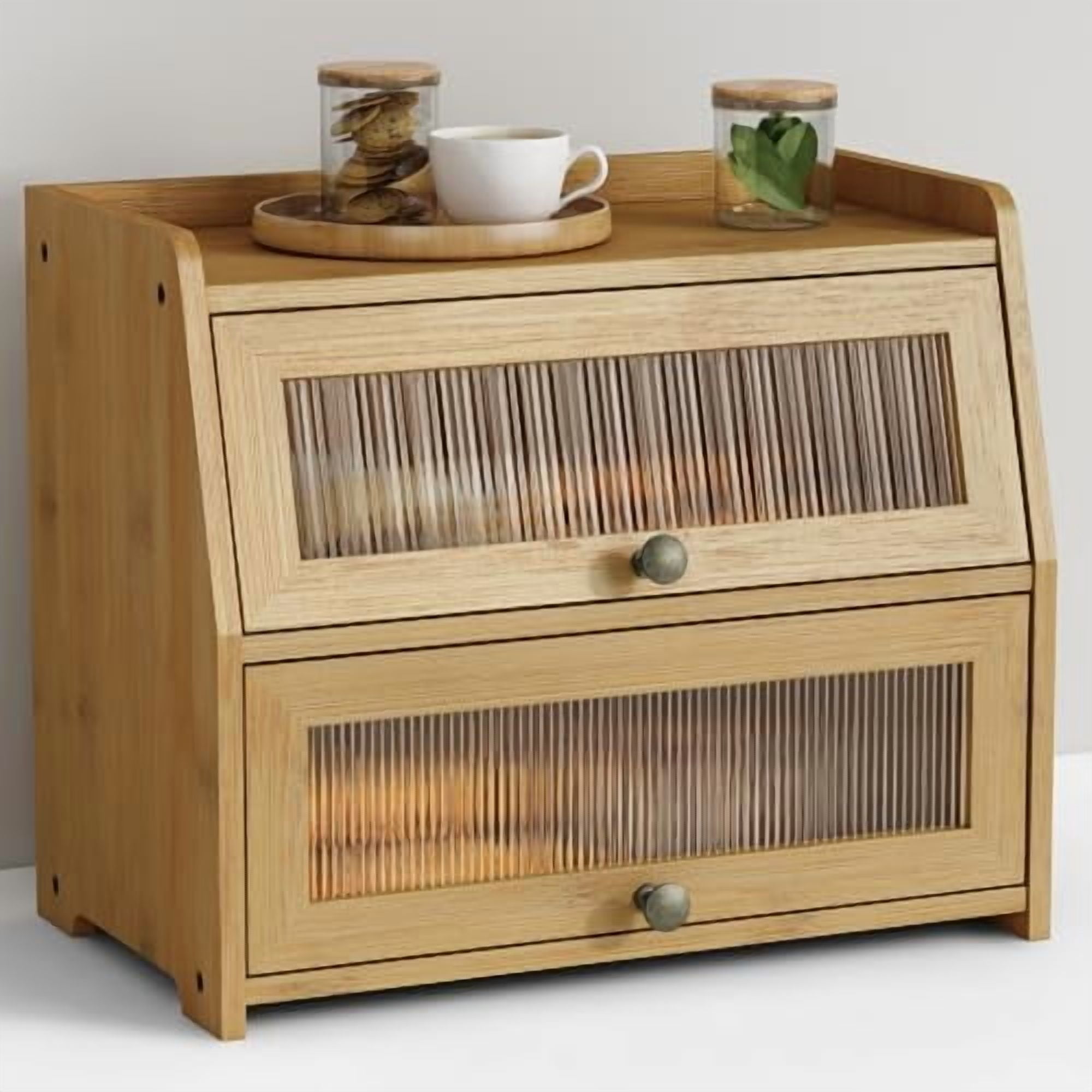 Large Bread Box for Kitchen Countertop, Black Bread Storage Container ...