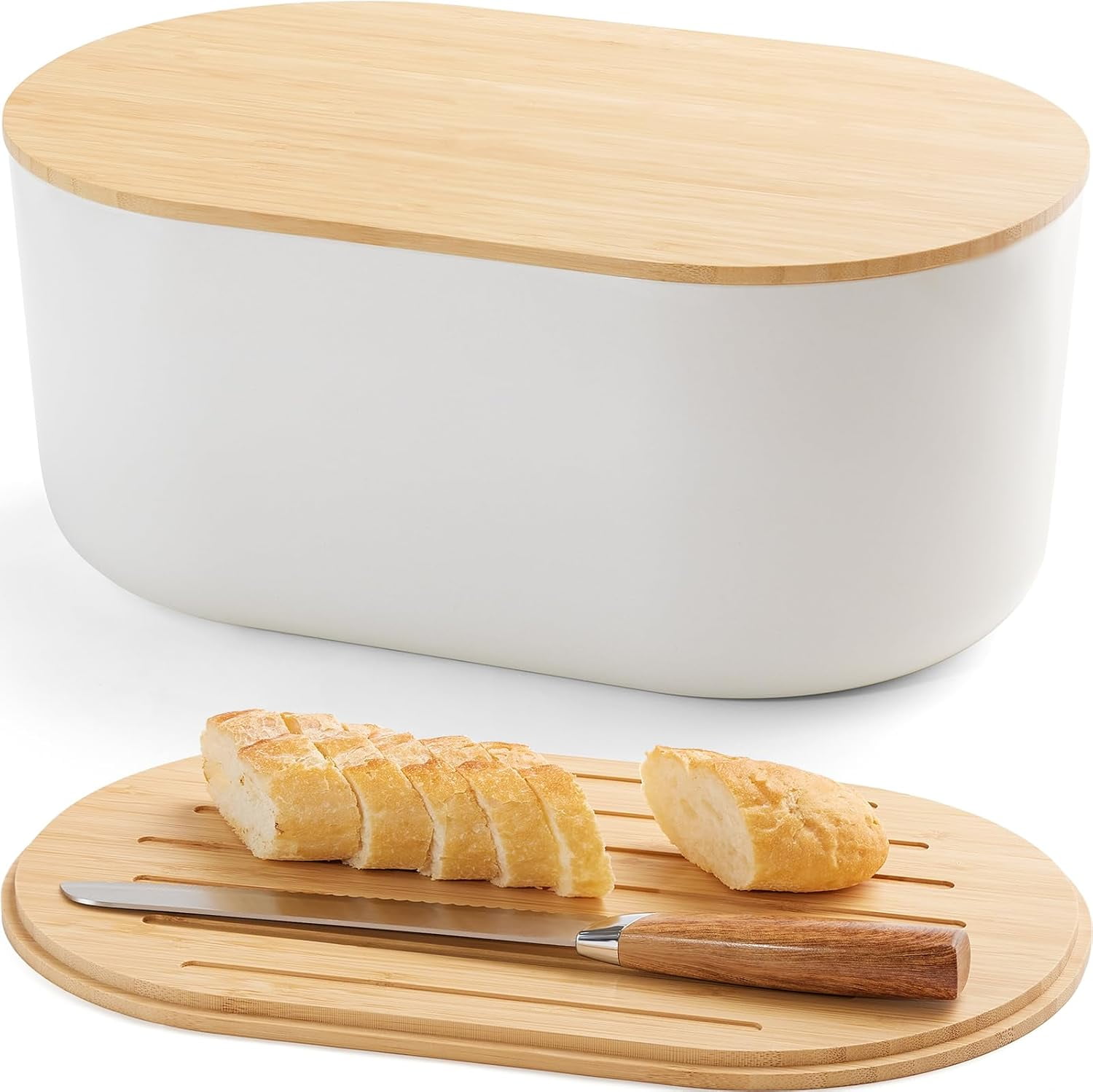 Large Bread Box for Kitchen Countertop,Fiber Bread Box With Cutting ...