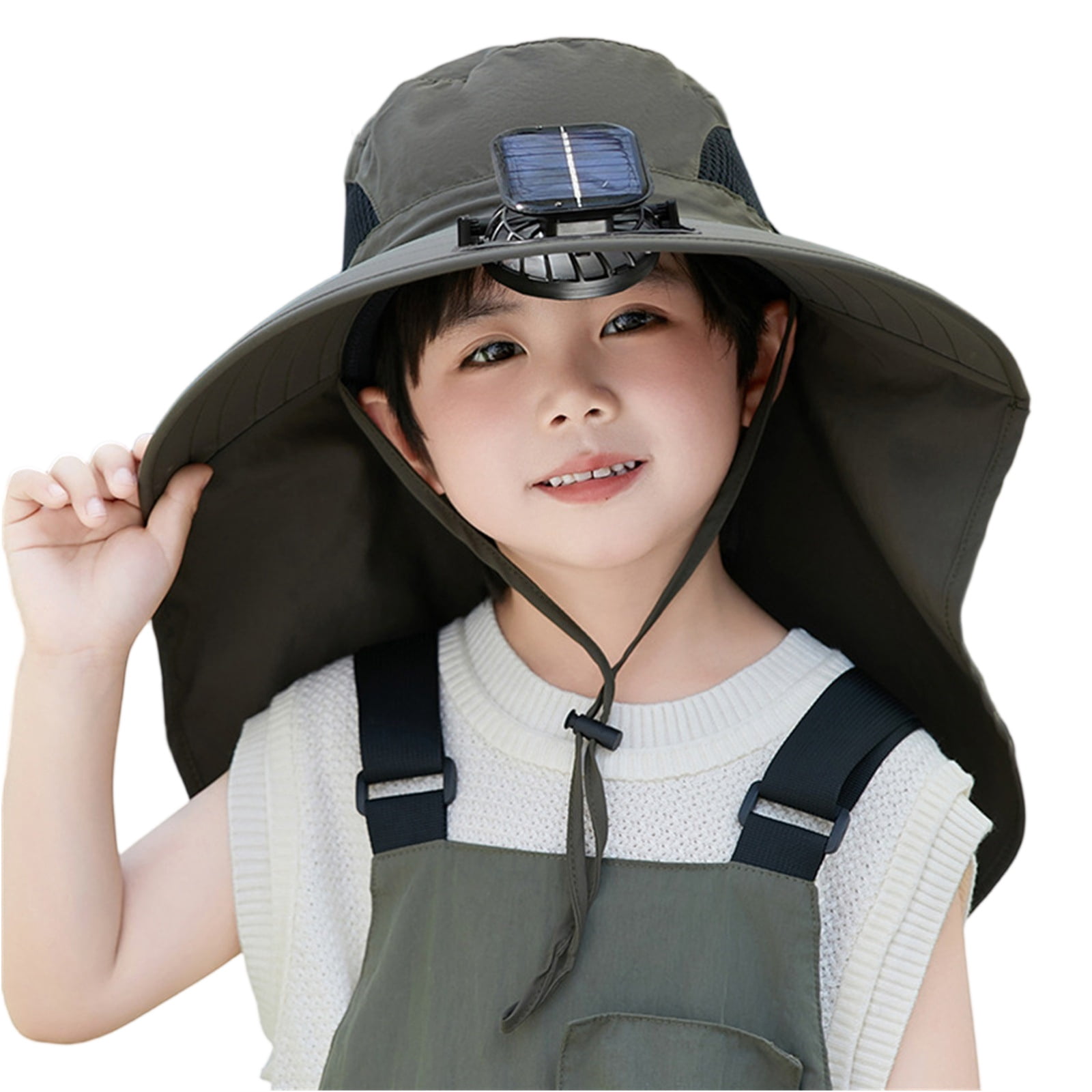 Large Brimmed Sun Hat for Children with a Solar Cooling Fans Combining ...