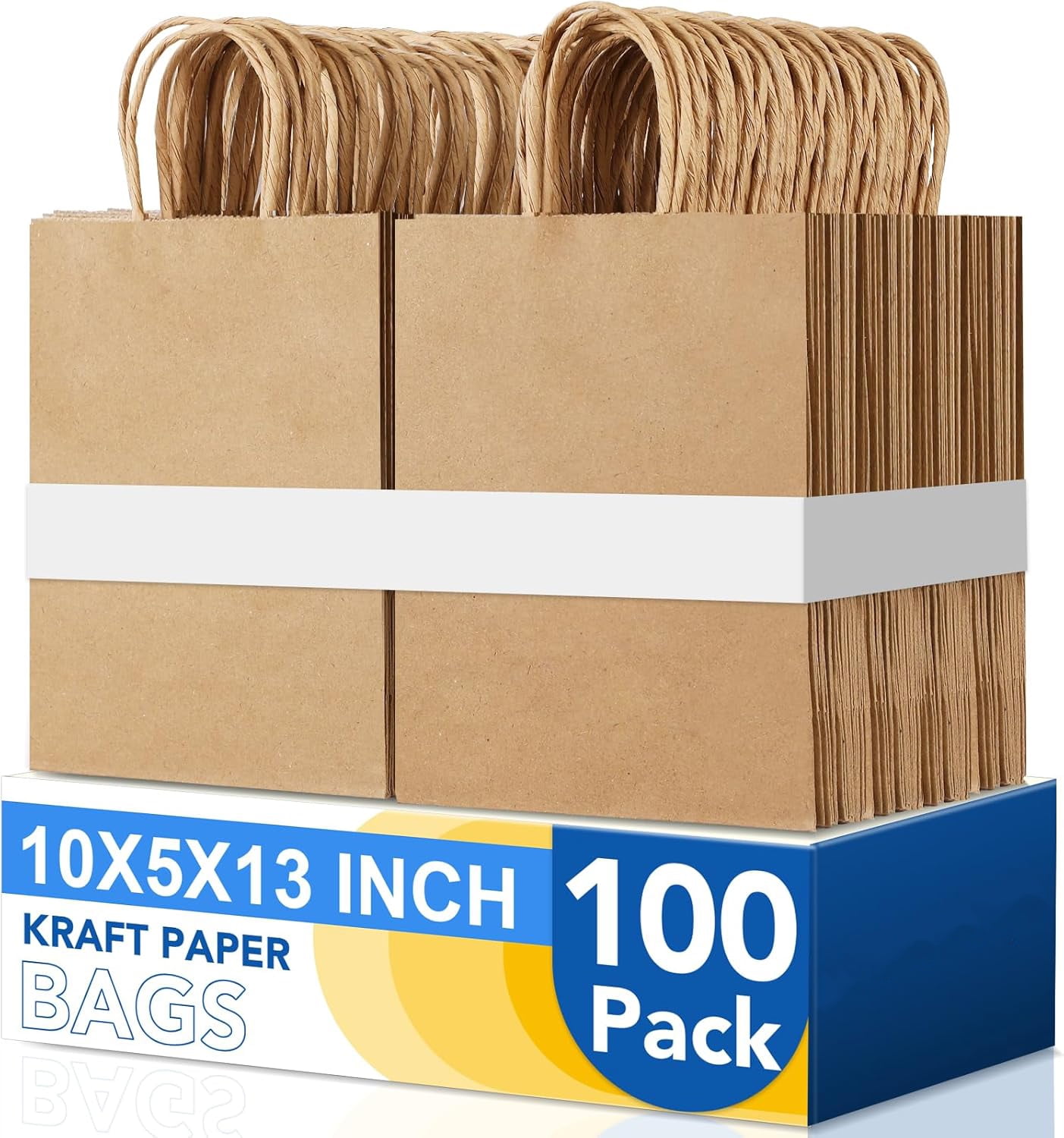 Large Brown Paper Bags, 100 Packs 10x5x13 Inch Gift Bags with Handles ...