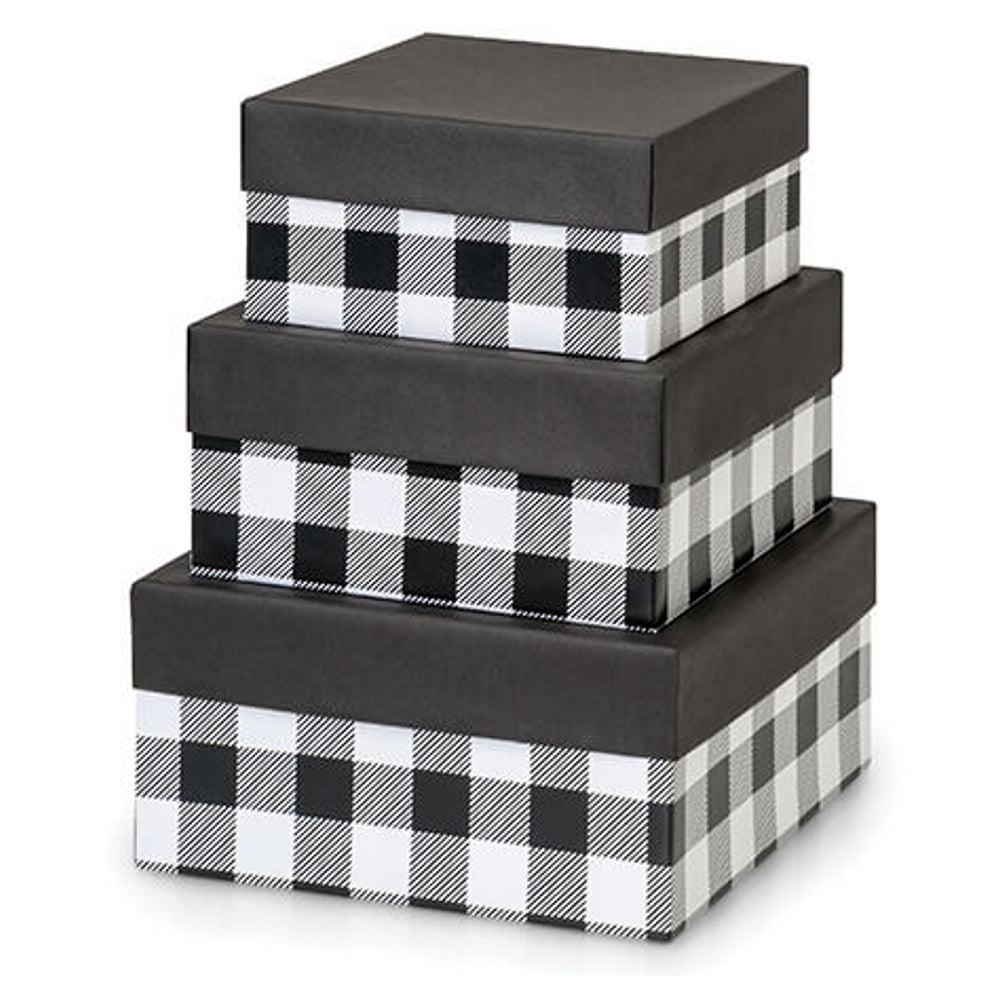 Large Buffalo Plaid Black Nested Boxes - 3 Piece Set - 1 Set (nb3lbpb1 ...