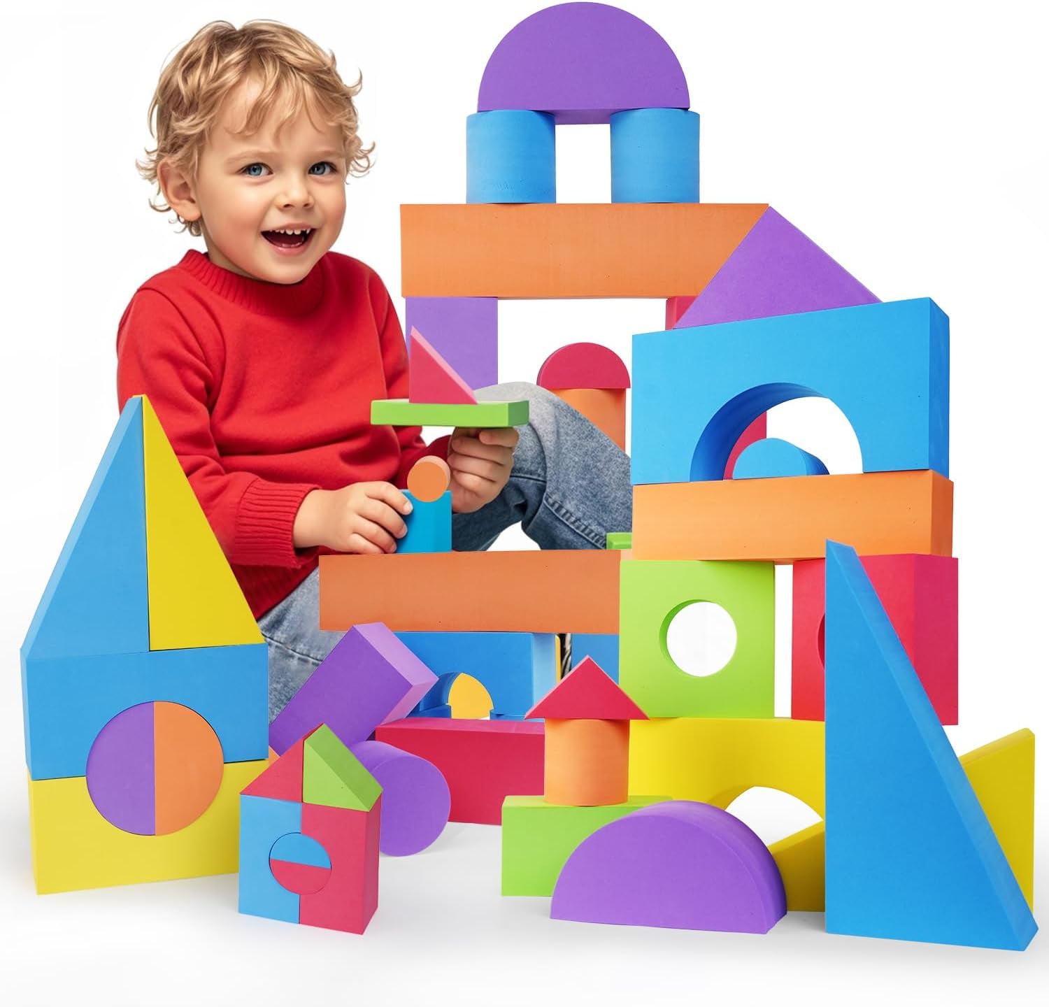 Large Building Foam Blocks for Toddlers, 30 Pieces EVA Stacking Foam ...
