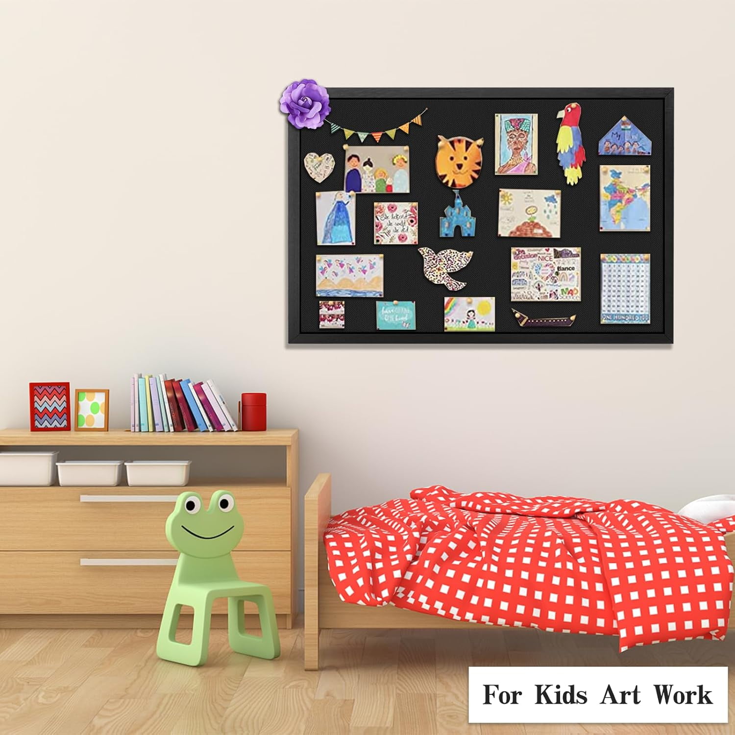 Large Bulletin Board, 36 "x 24" Black Cork Boards for Walls with Frame ...