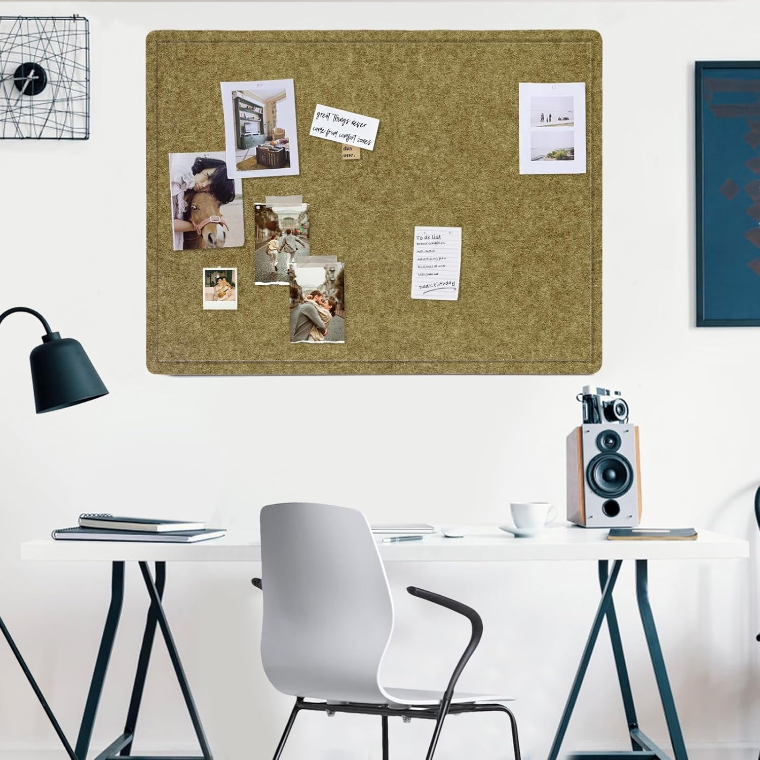 Large Bulletin Board - 48 x 36 Inches, Decorative Felt Pin Board for Wall - 4' x 3' Foldable ...
