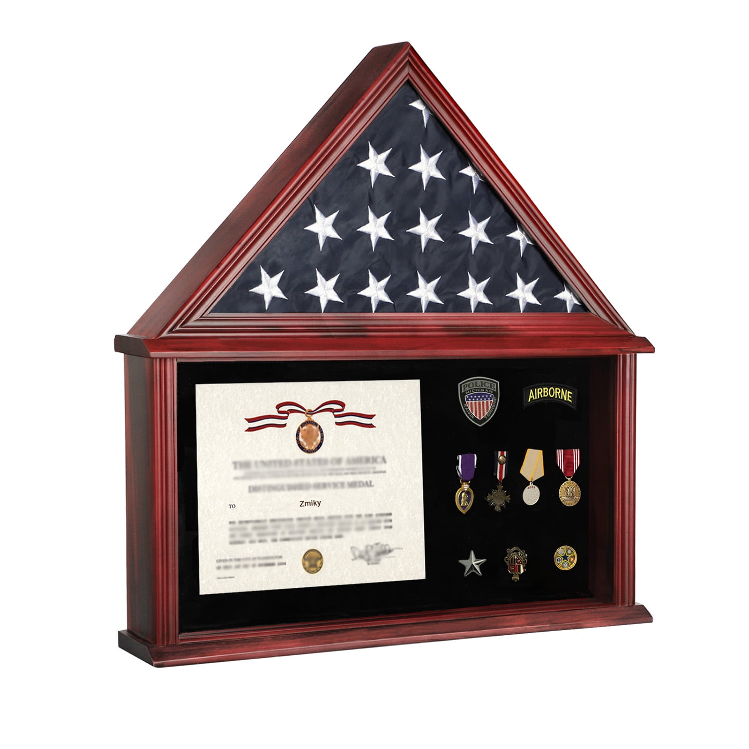 Large Burial Flag Display Case - American Flag Solid Wood Display Case ...