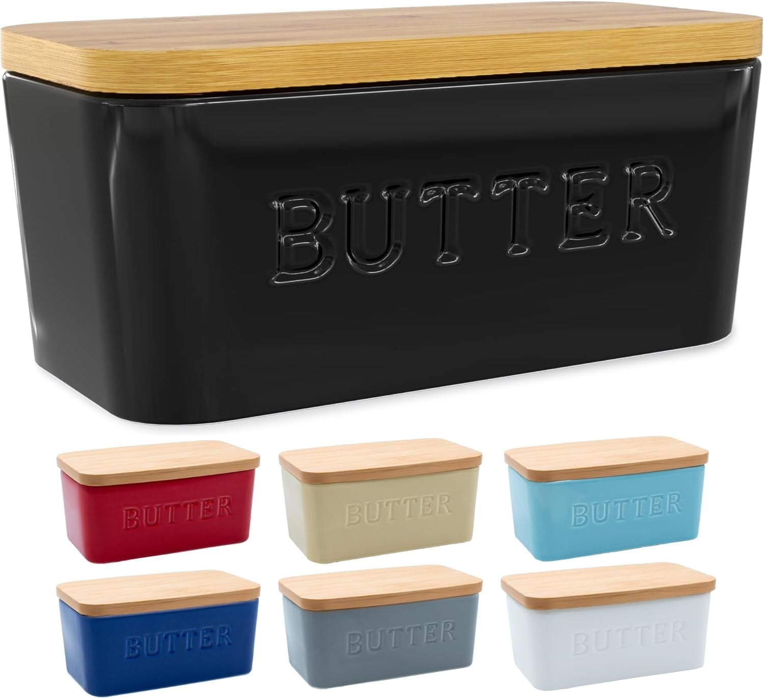 Large Butter Dish with Lid for Countertop, Ceramic Butter Container ...