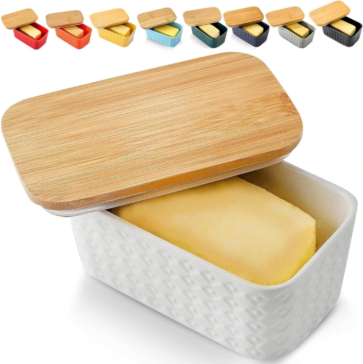 **large butter dish with lid for countertop - farmhouse ceramic butter ...
