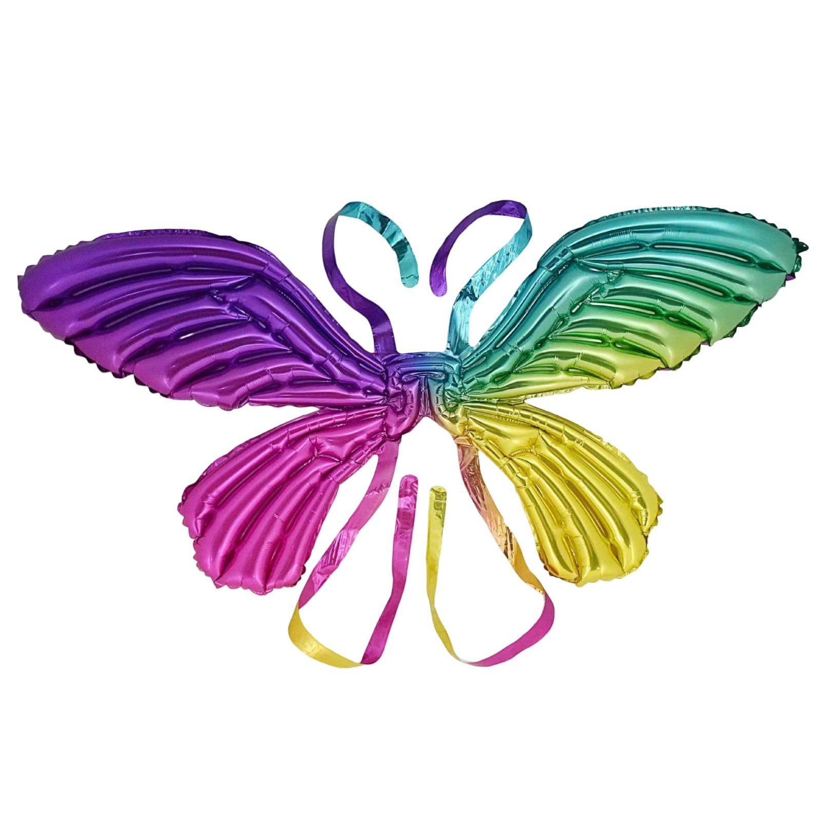 Large Butterfly Balloons,Fairy Wings Foils Balloons, Blue Rainbow Wings ...