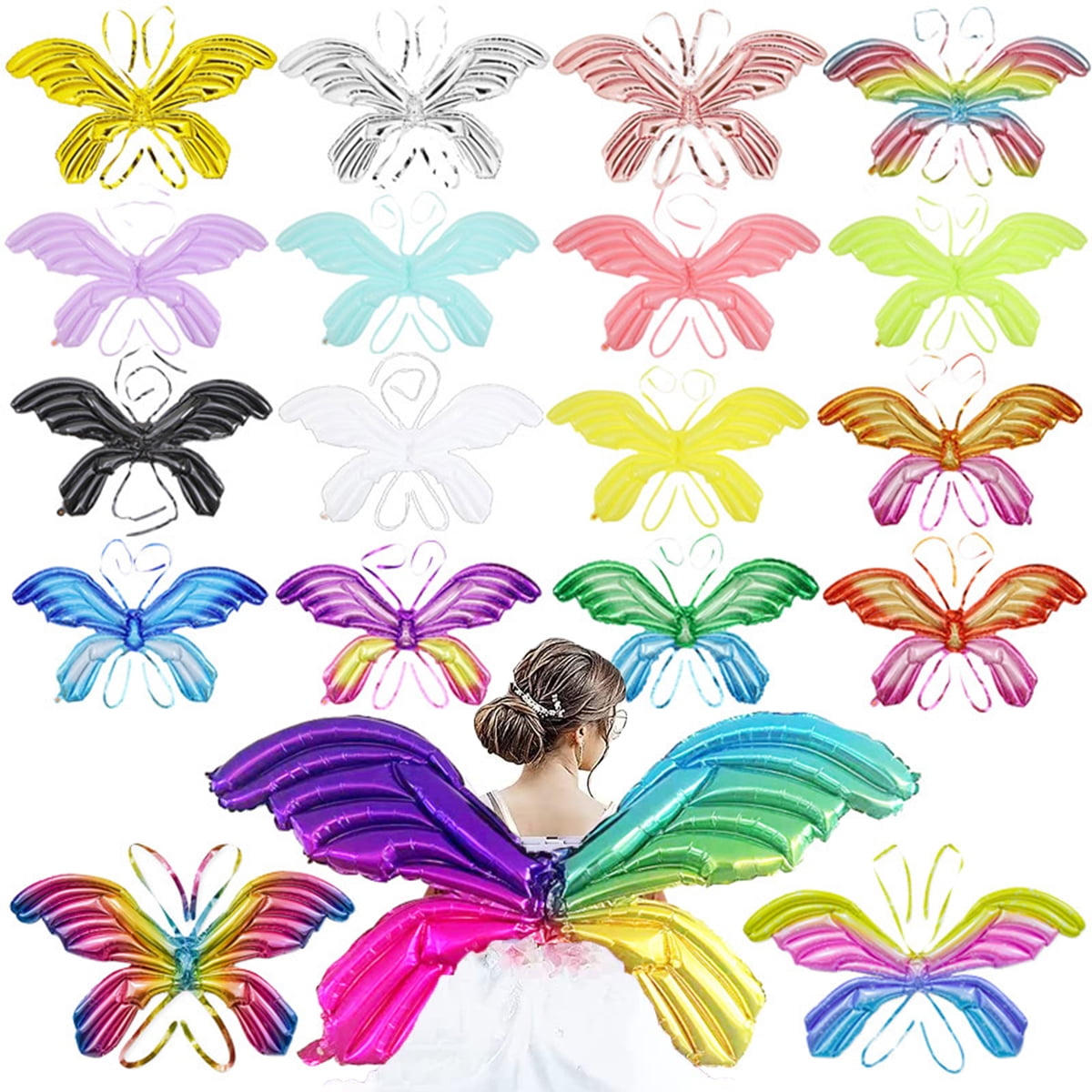 Large Butterfly Balloons,Fairy Wings Foils Balloons, Blue Rainbow Wings ...