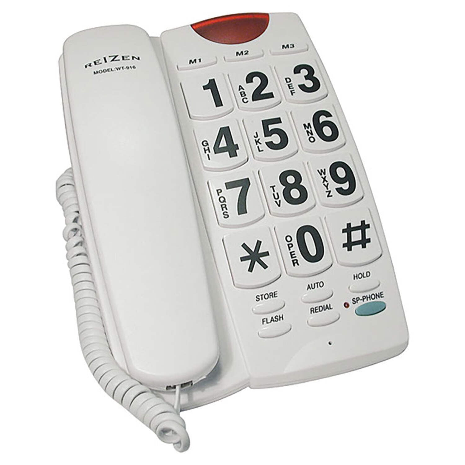 Large Button Phone White with Black Numbers - Walmart.com