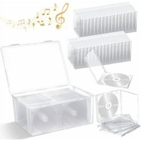 Plastic CD Storage Boxes for Organized Media in White and Blue