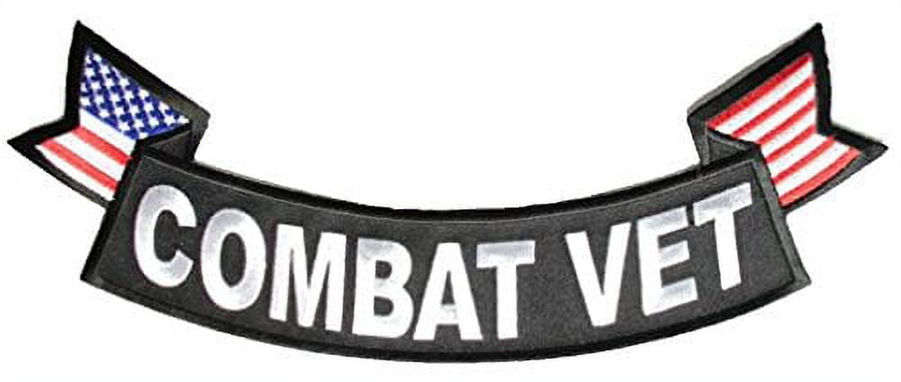 Large COMBAT VET Bottom Rocker Patch with USA Flags for Jacket - Color ...