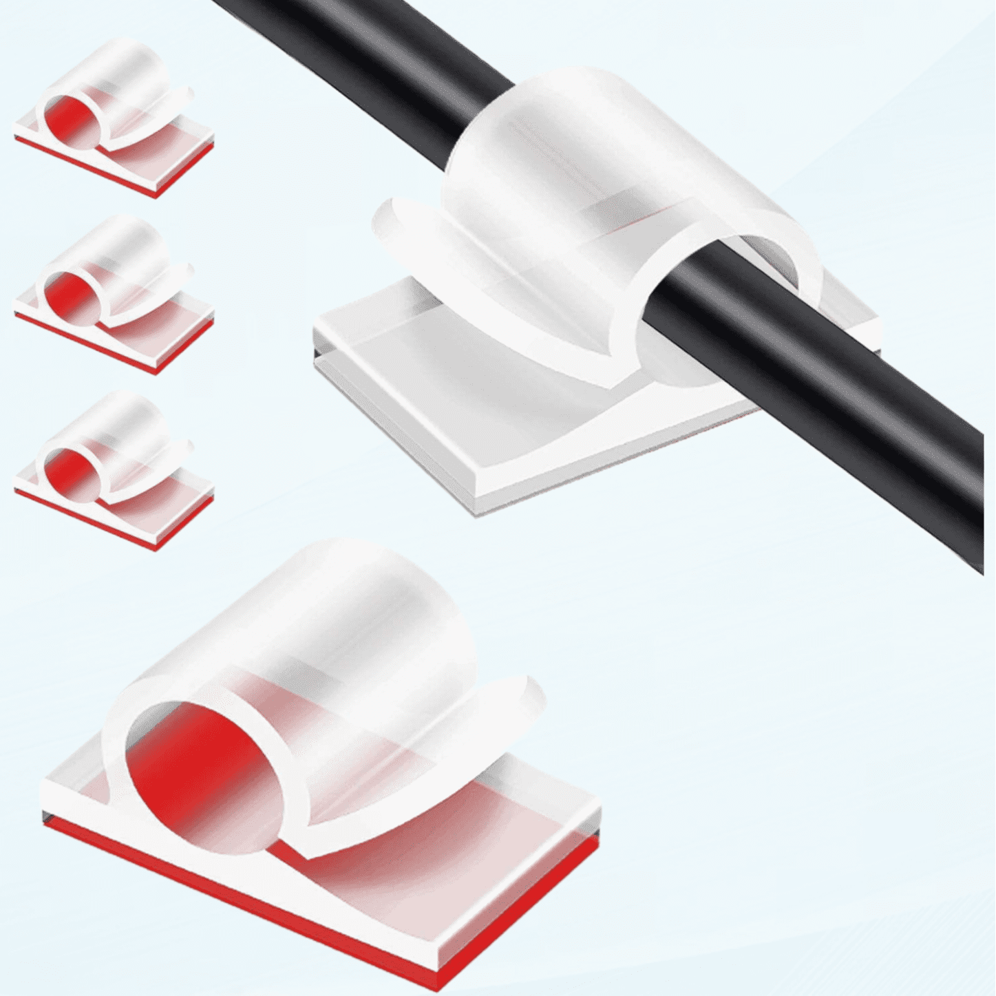 Large Cable Clips with Storage Box, 50pcs Transparent Adhesive Cable ...