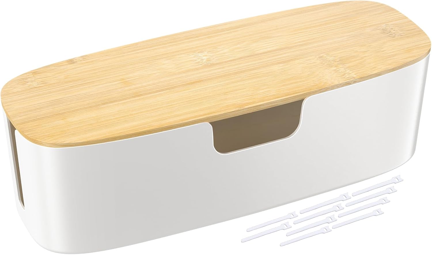 Large Cable Management Box - Cord Organize Box with Bamboo lid for Safe ...