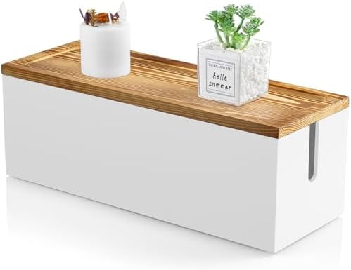 Large Cable Management Box, Wooden Cord Organizer Box for Desk, Floor ...