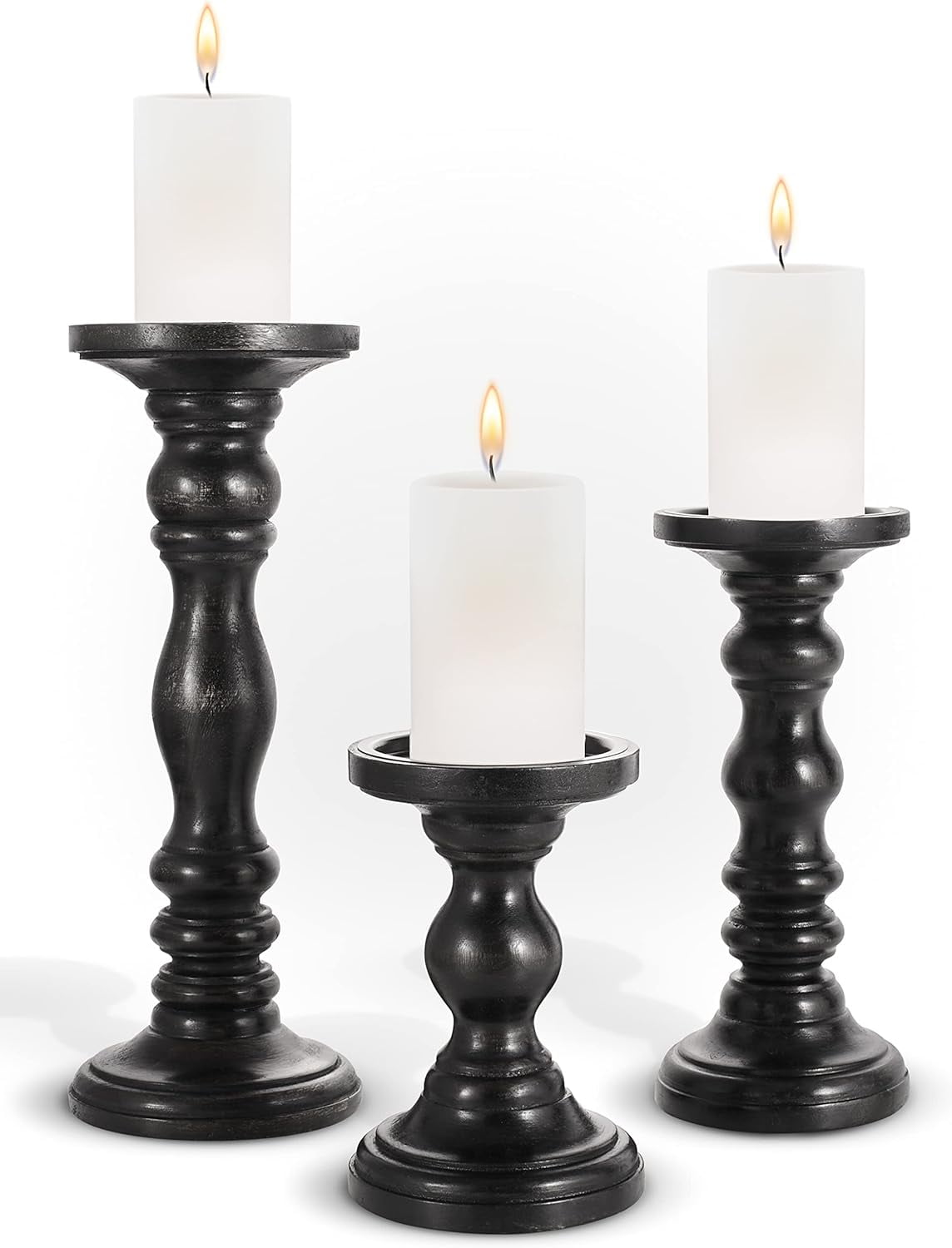 Large Candle Holders for Pillar Candles - Decorative Rustic Centerpiece ...