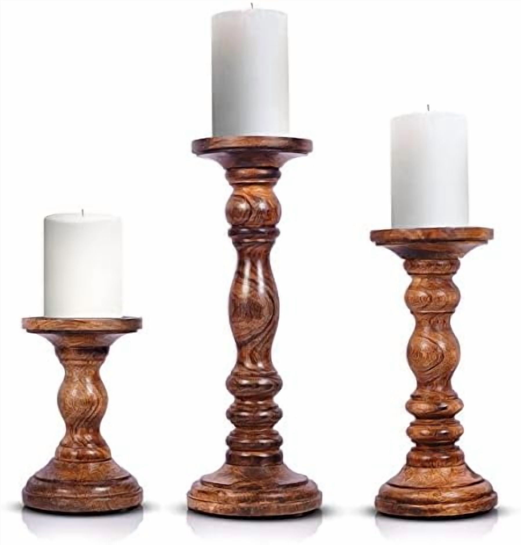 Large Candle Holders for Pillar Candles - Rustic Farmhouse Style Home ...