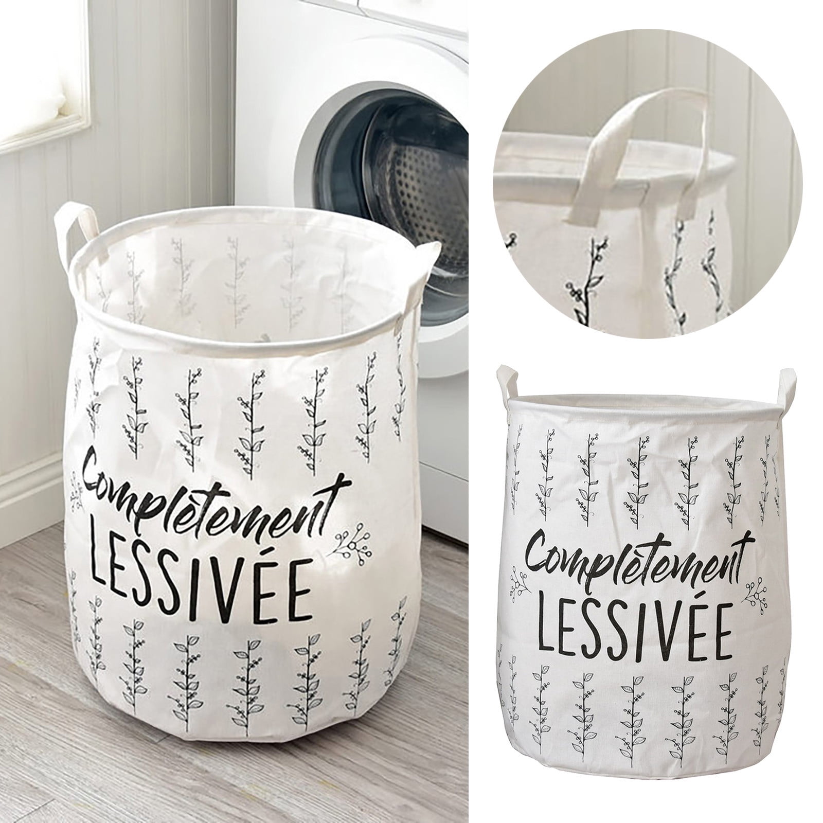 Large Canvas Laundry Basket Waterproof Dirty Clothes Bucket Toy Storage ...